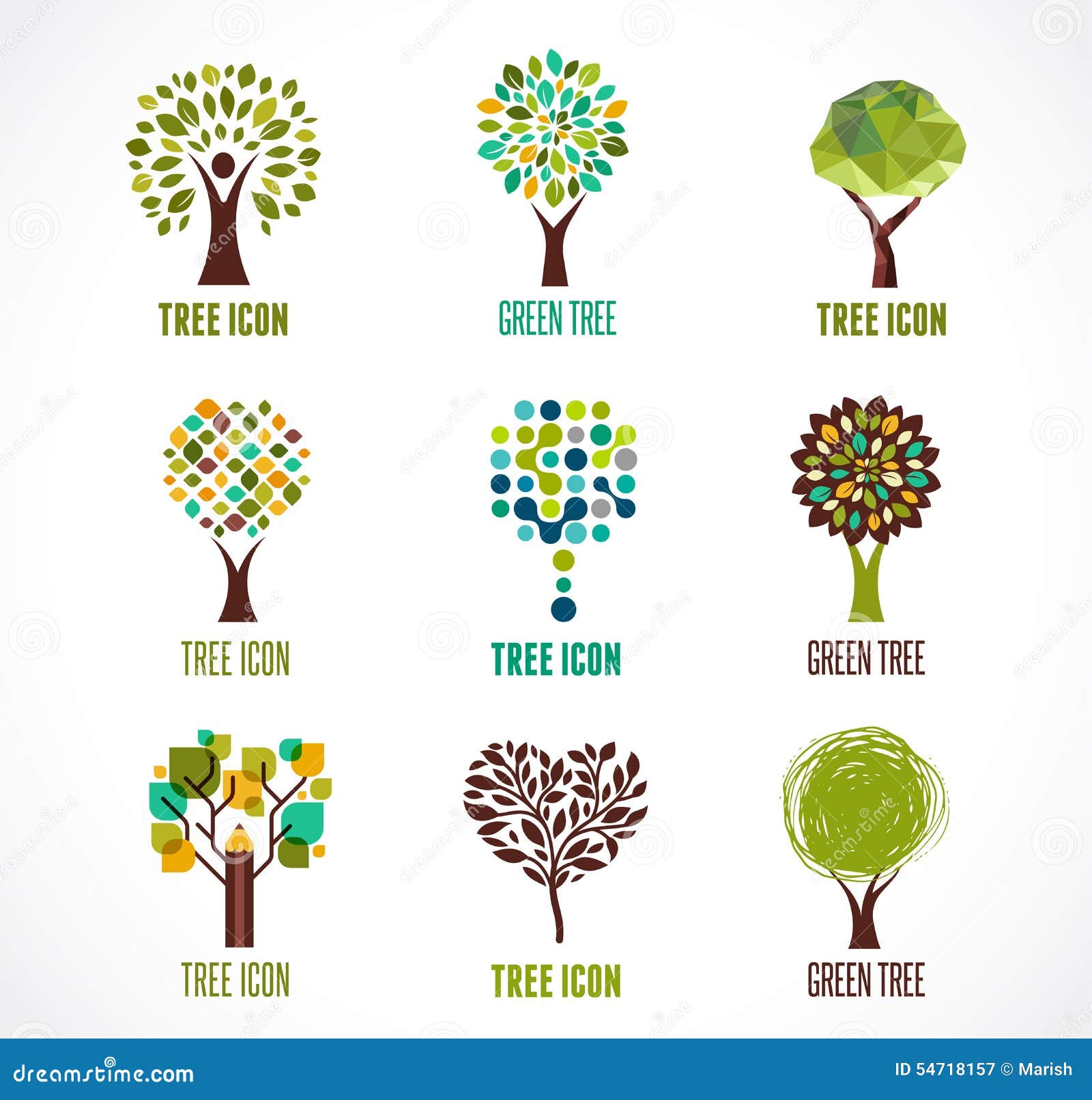 Collection D'arbre Vert - Logos Et Icônes Illustration de Vecteur ...