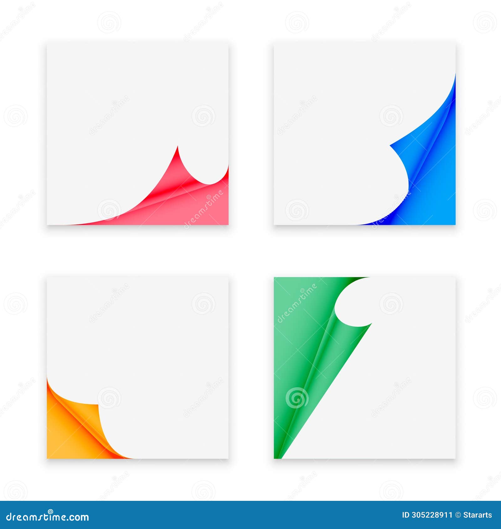 Set Of Colorful Page Curl Sticker Template, Curl Corner Of Paper Sheet ...