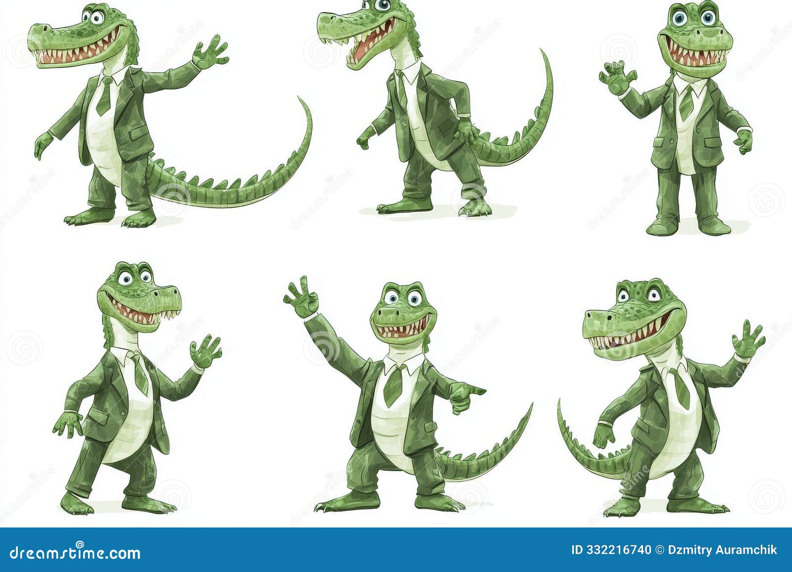 Collection of 2D Crocodile Avatars with Plain White Backgrounds. Stock ...