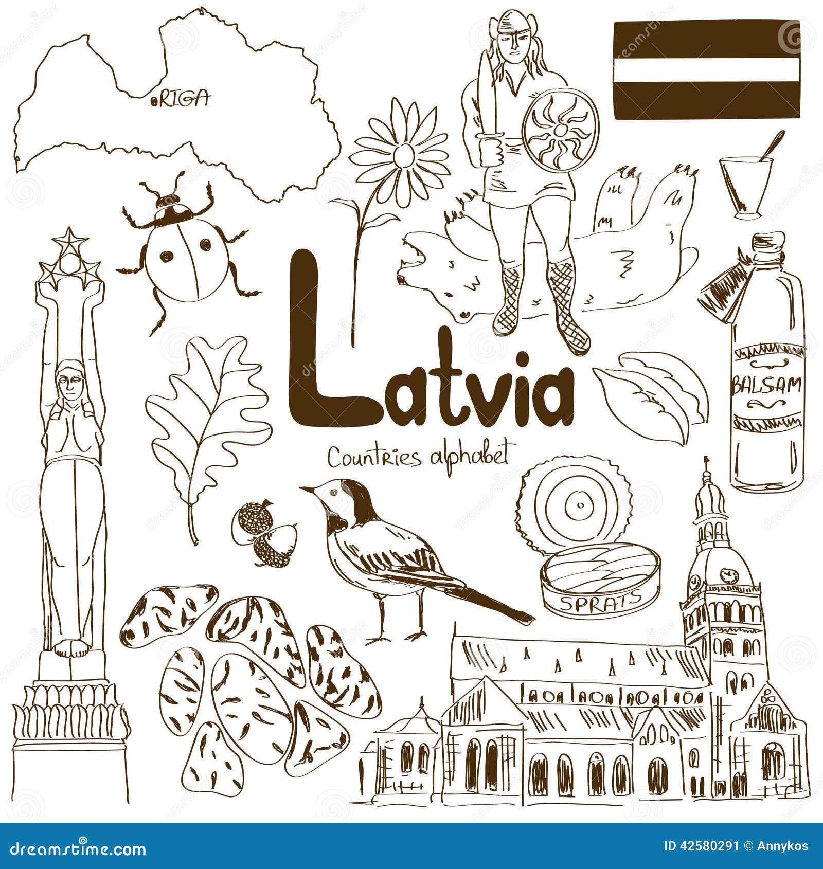 Collection D'icônes De La Lettonie Illustration de Vecteur ...