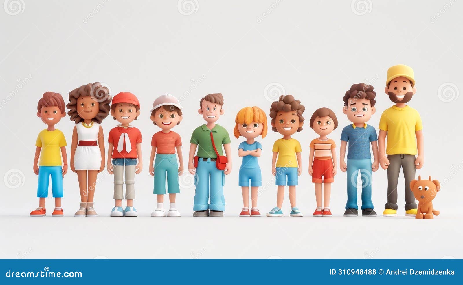 Collection of 3D People Representing a Family Stock Photo - Image of ...