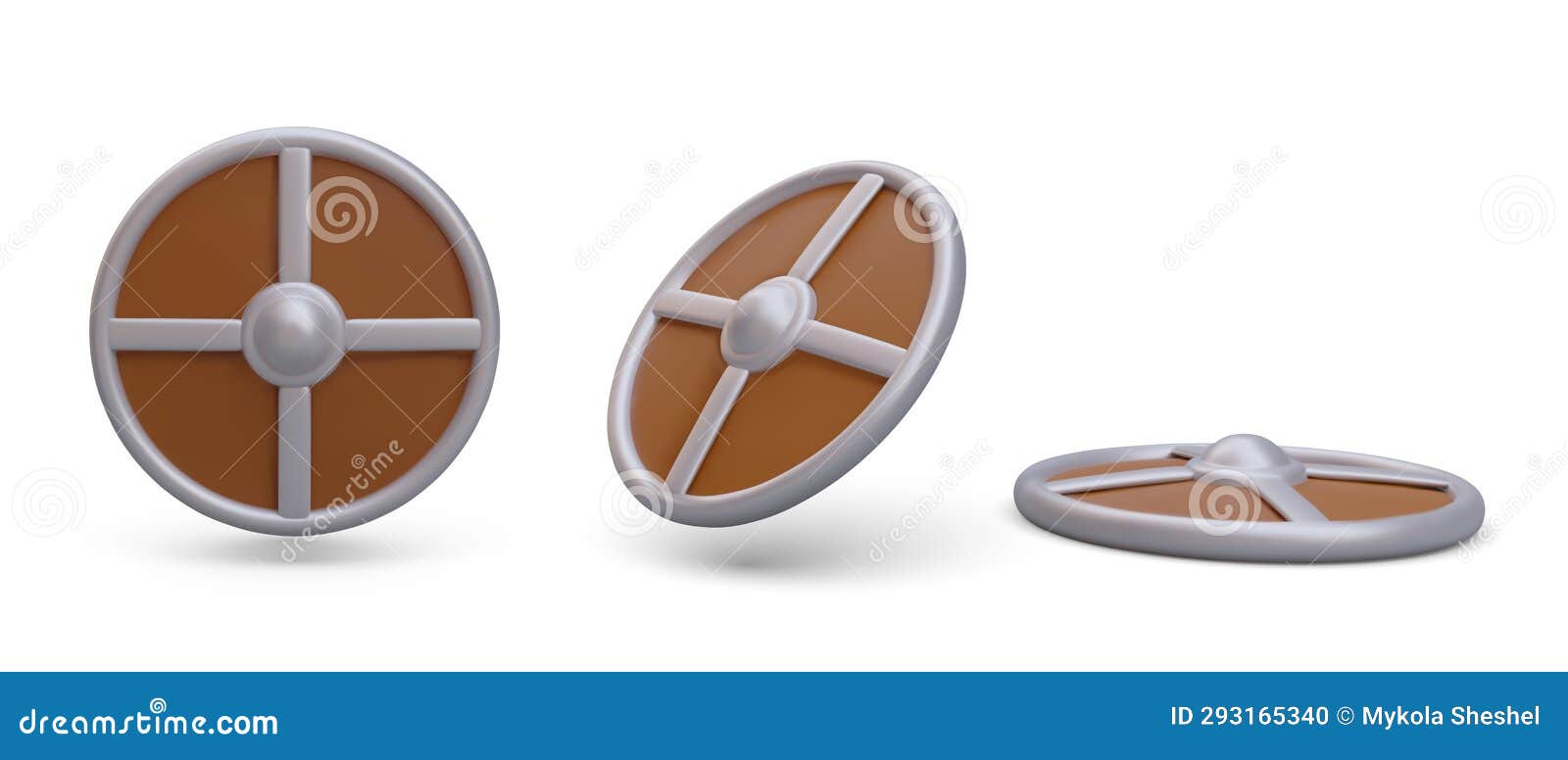 Collection of 3d Realistic Round Shield in Different Positions Stock ...