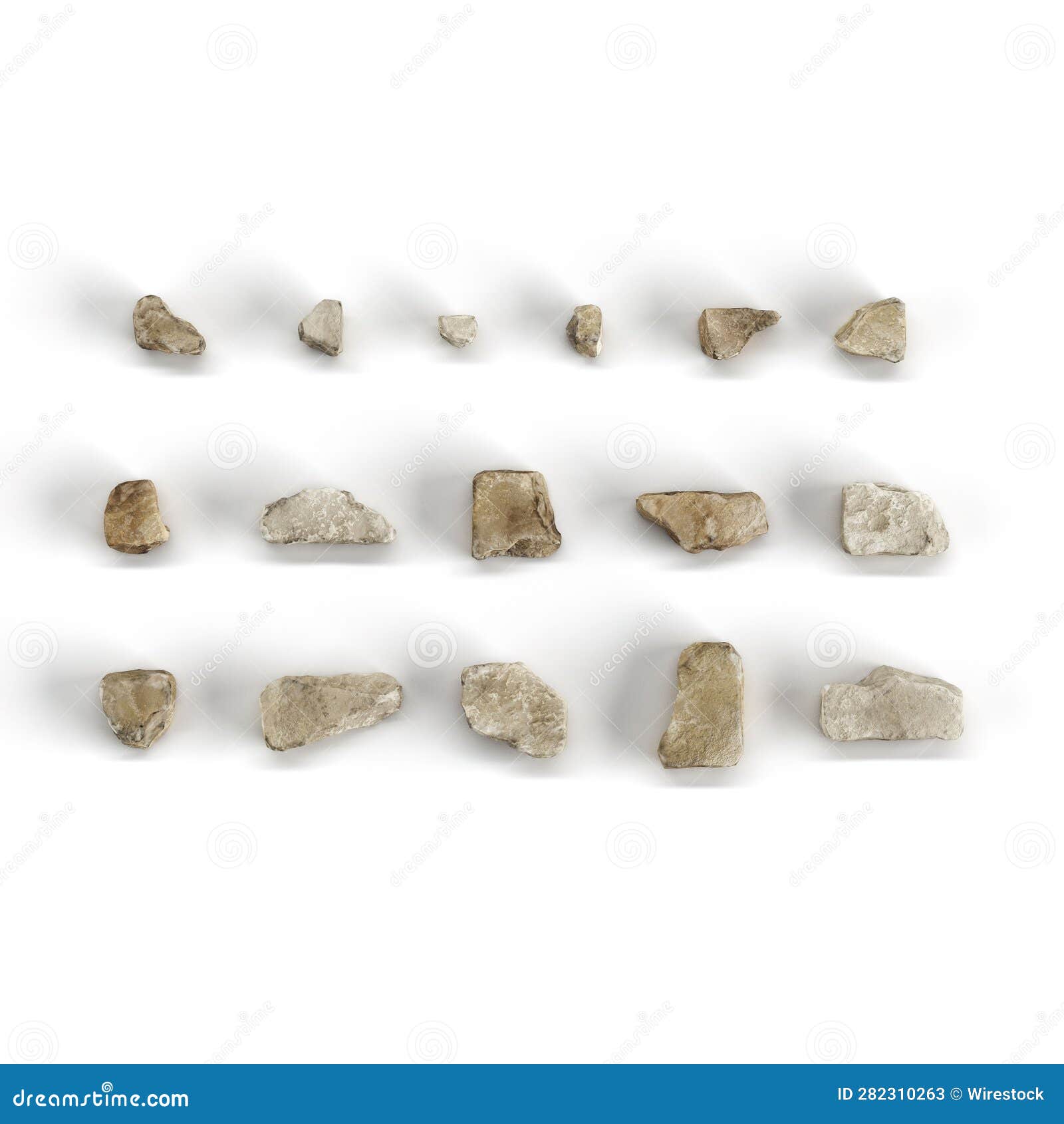 Collection of 3D Rendered Rock Pieces Stock Illustration - Illustration ...