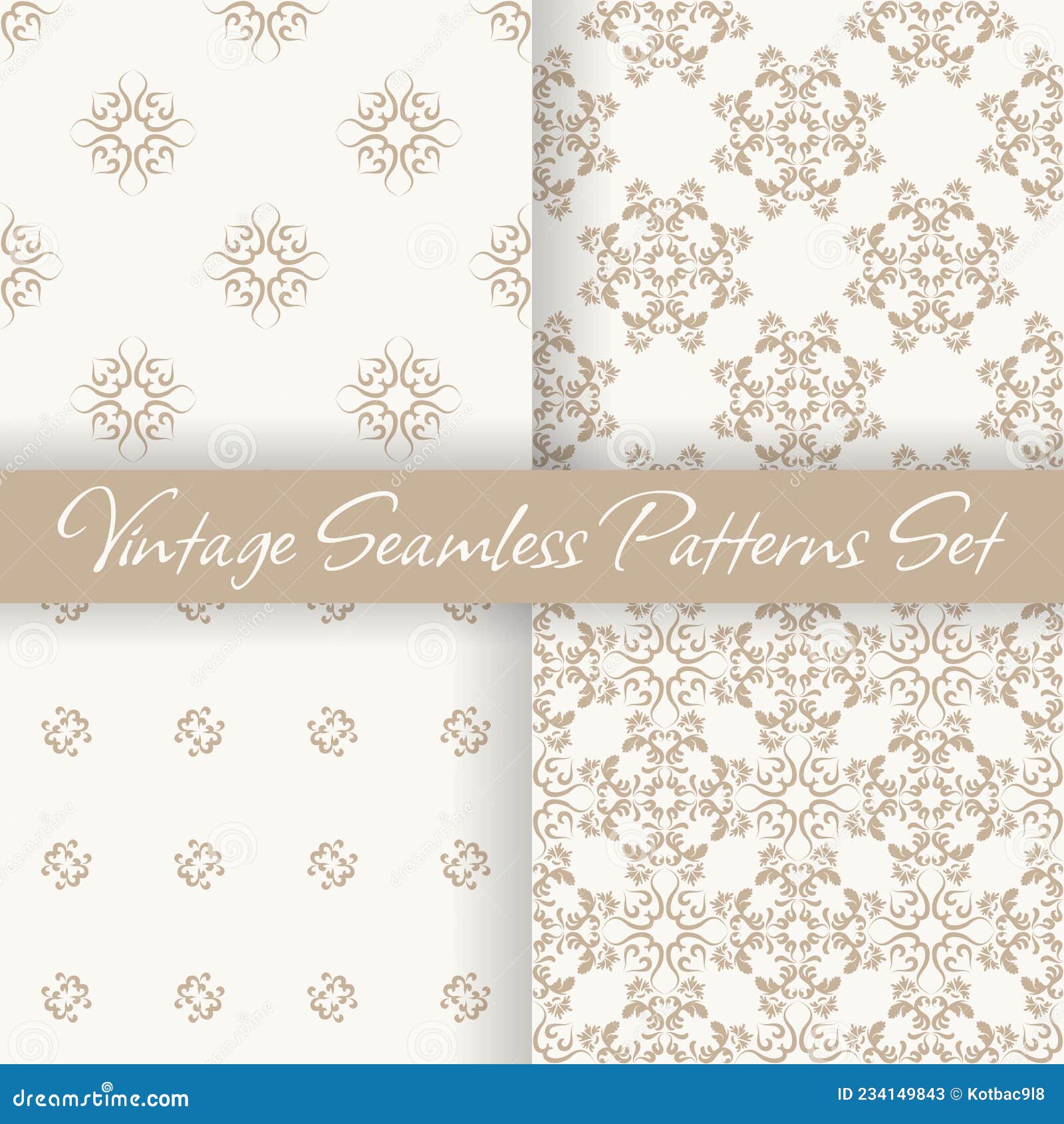 A Collection of Damask Seamless Patterns. Stock Vector - Illustration ...