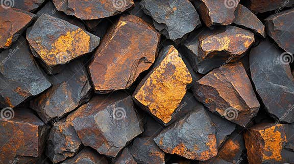 A Collection of Dark and Rusty Rocks Stock Illustration - Illustration ...