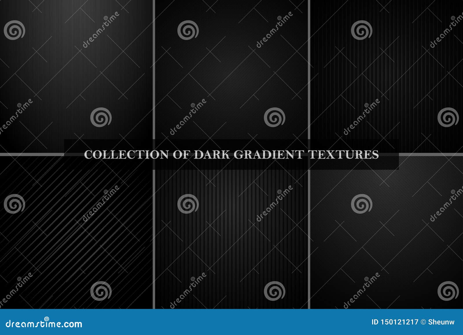 Collection of Dark Vector Striped Textures. Black Iron Gradient ...