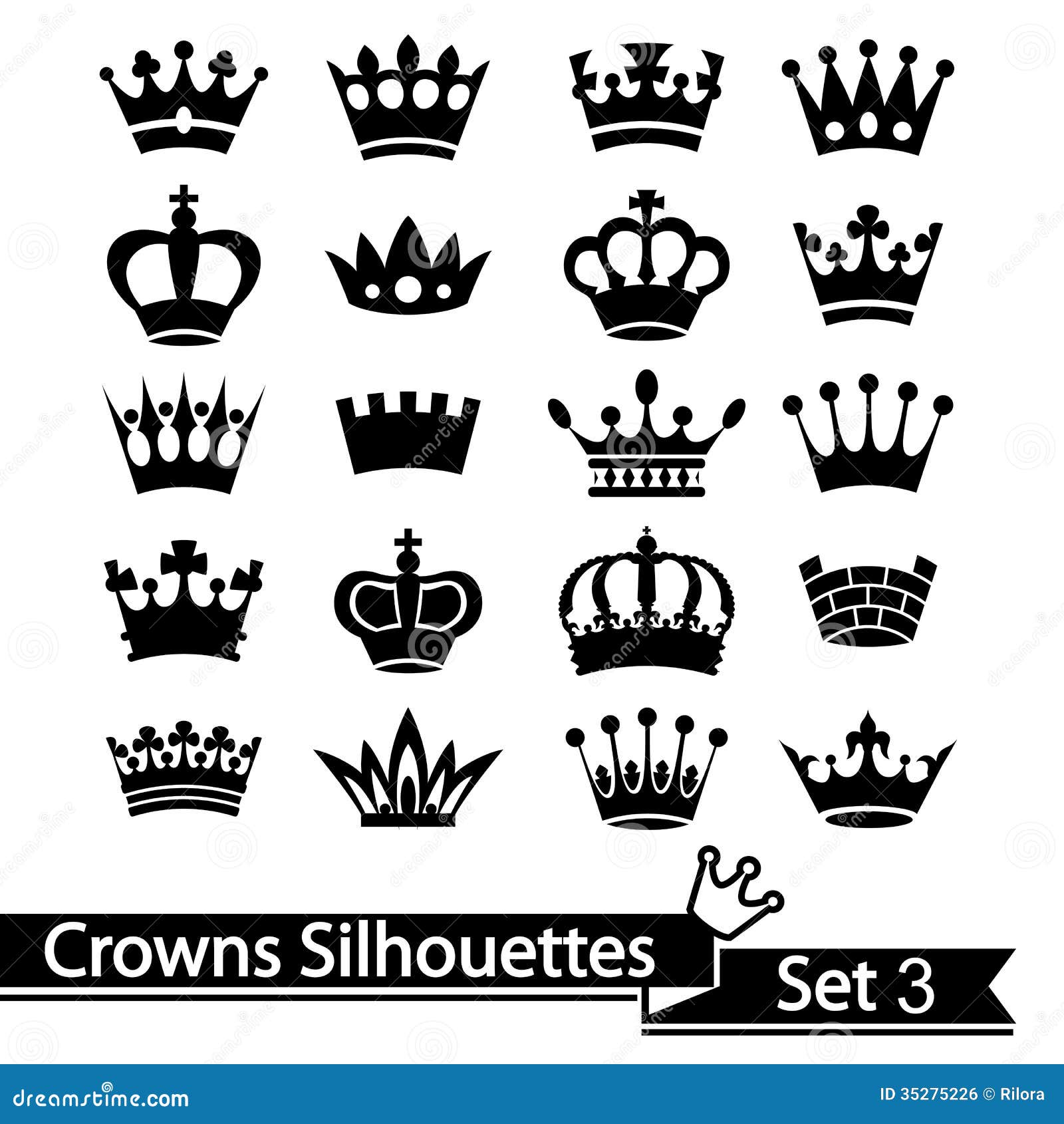 Collection De Couronne - Silhouette De Vecteur Illustration de Vecteur ...