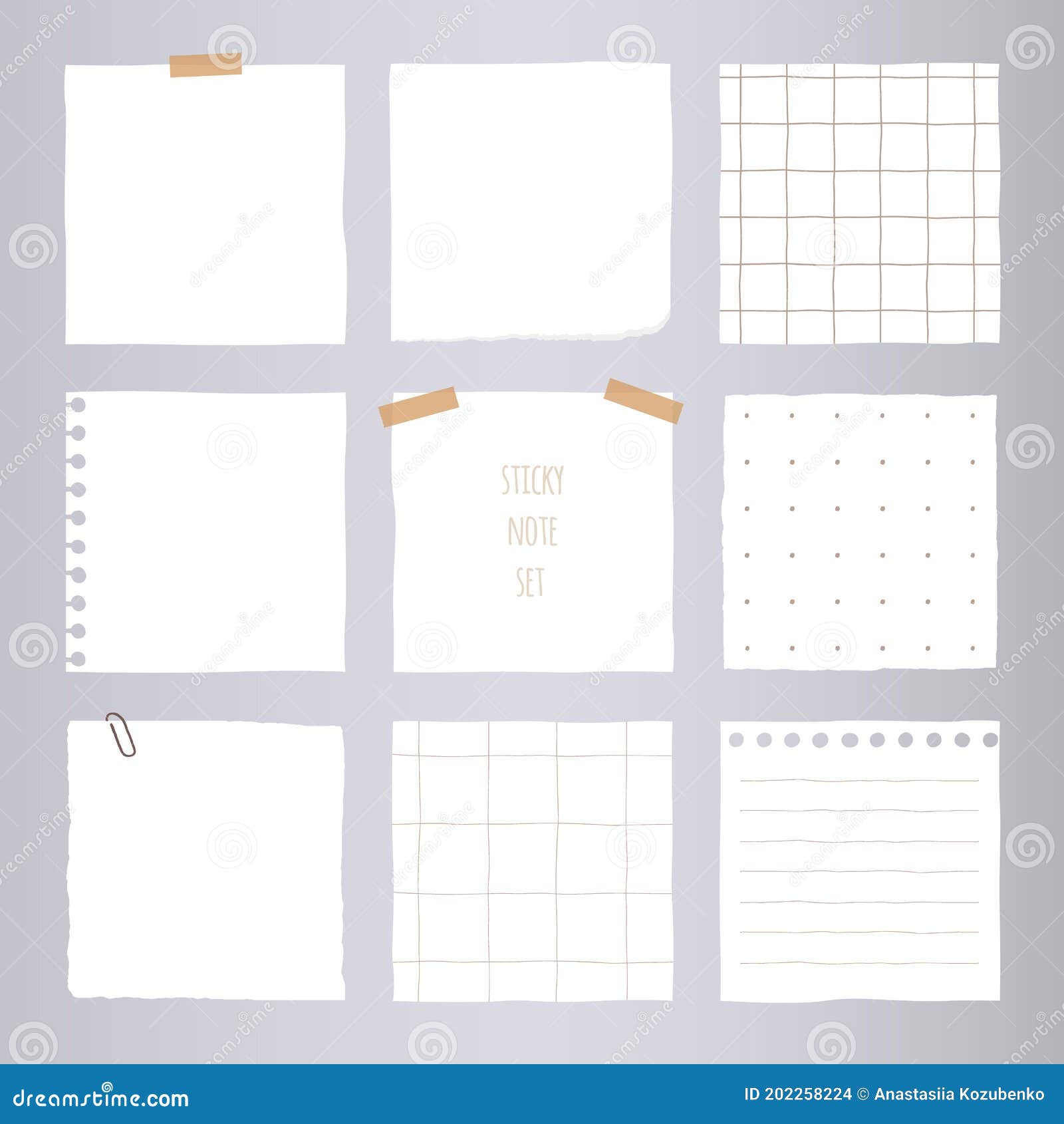 Collection De Divers Papier De Notes. Note Collante Blanche ...