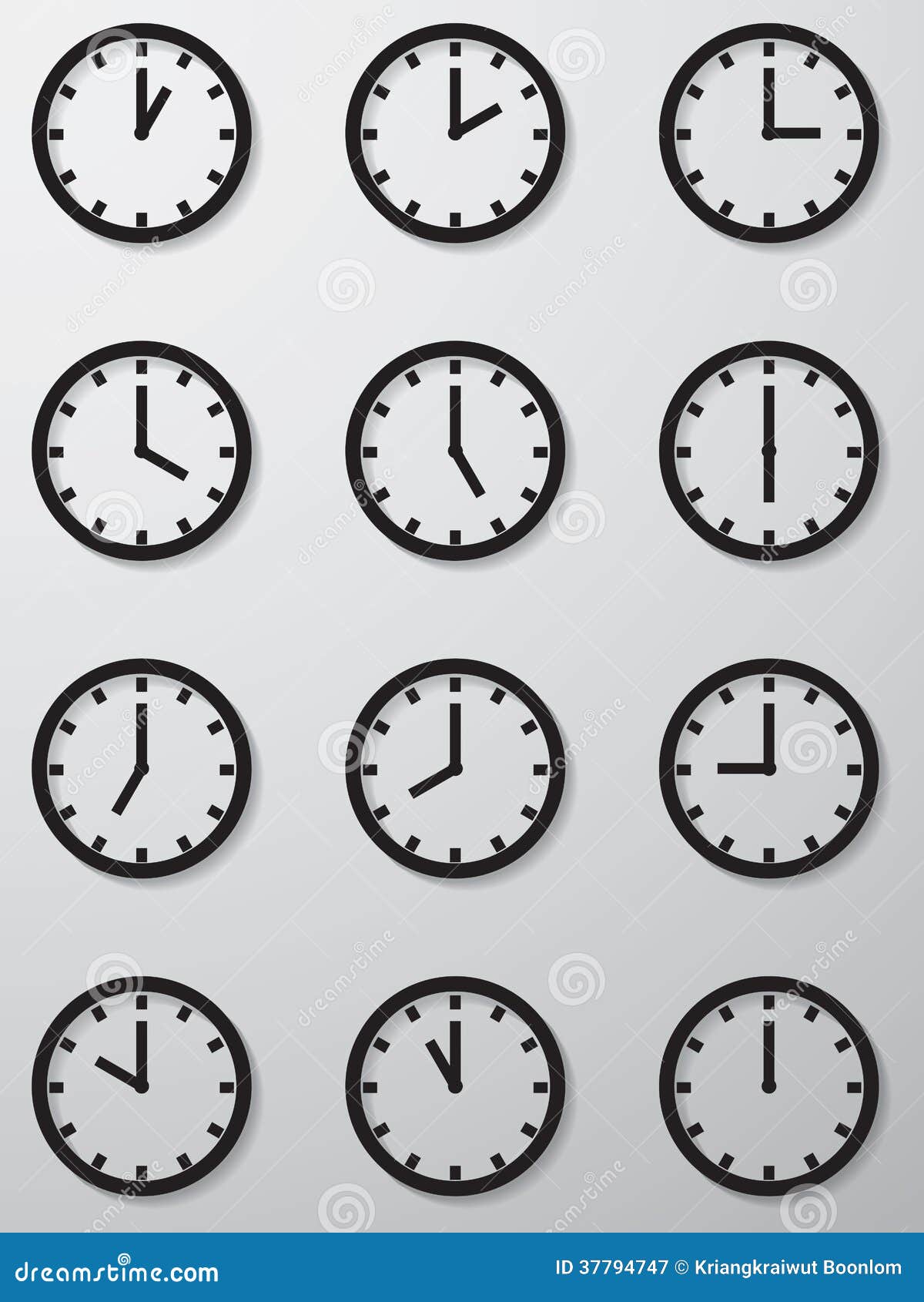 Collection De 12 Heures D'horloge D'icône De Visage. Illustration Stock ...