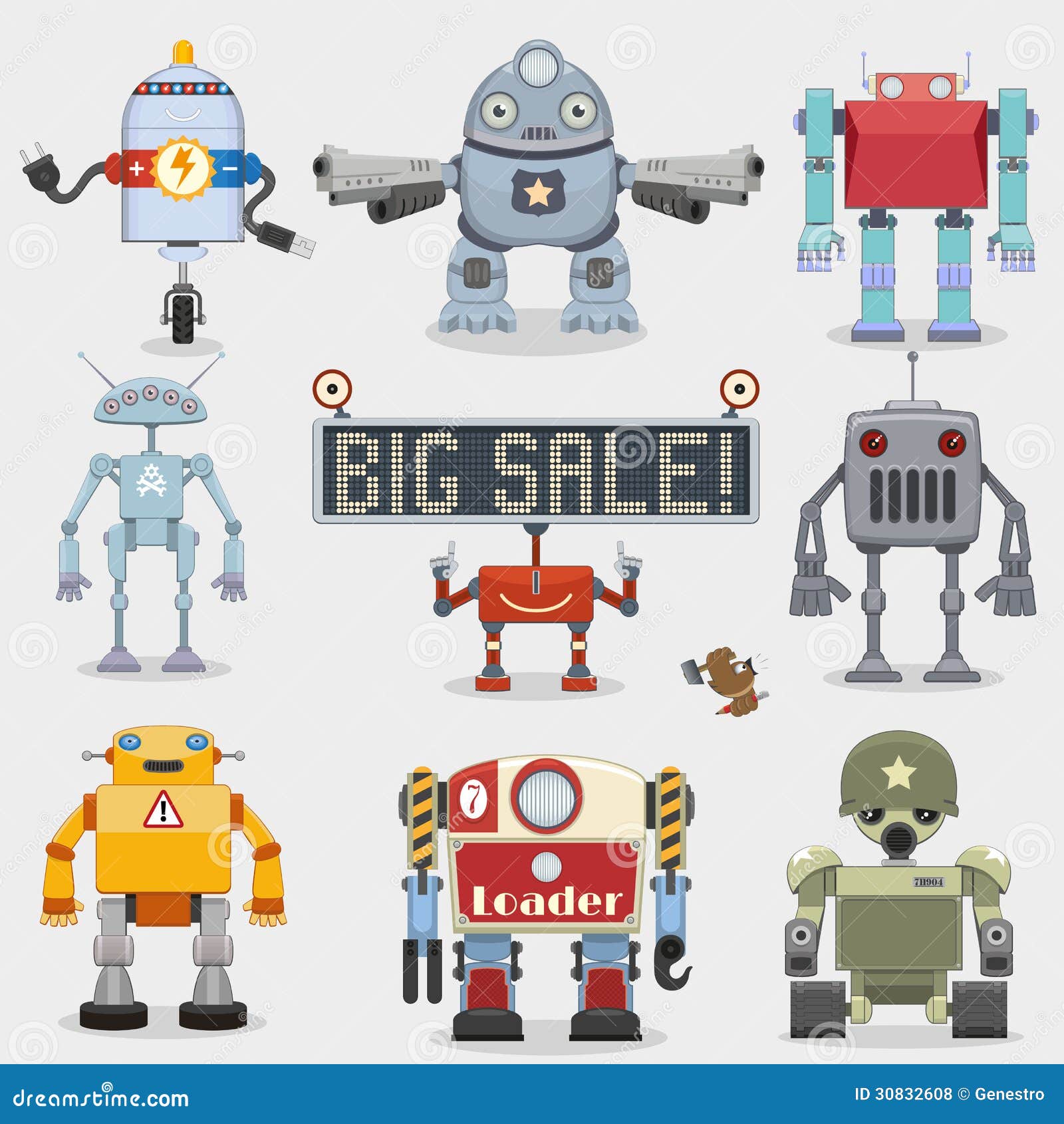 Collection De Robots De Bande Dessinée Illustration Stock ...