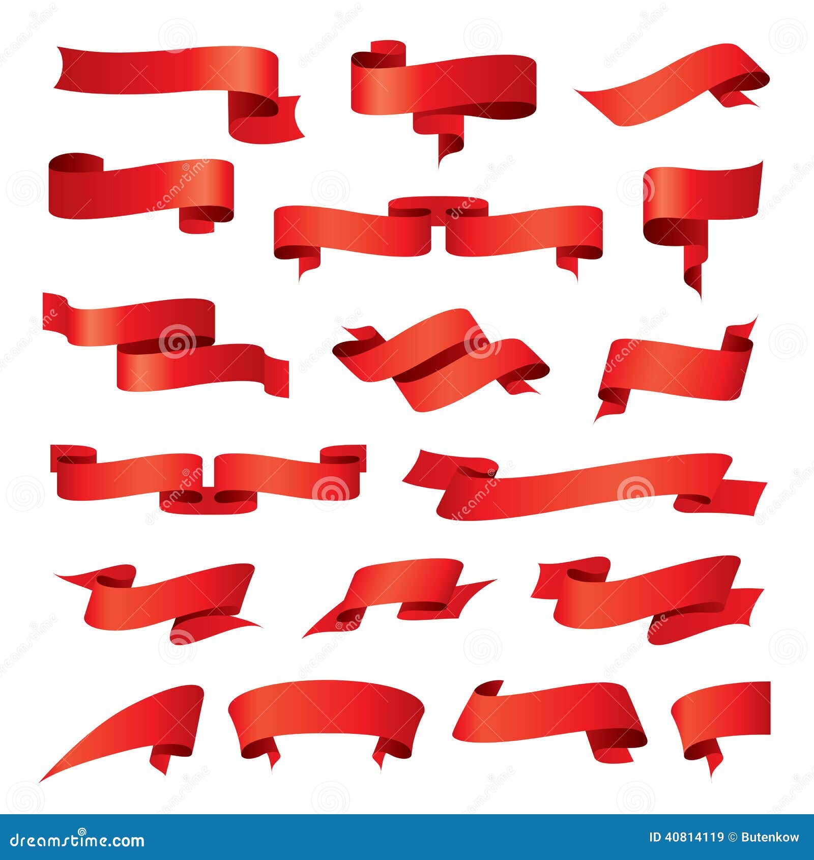 Collection De Rubans De Rouge De Vecteur Illustration de Vecteur ...