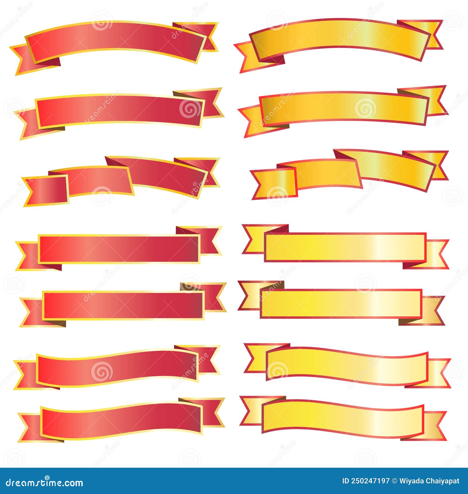 Collection De Rubans or Et Rouge Sur Fond Blanc Illustration Stock ...