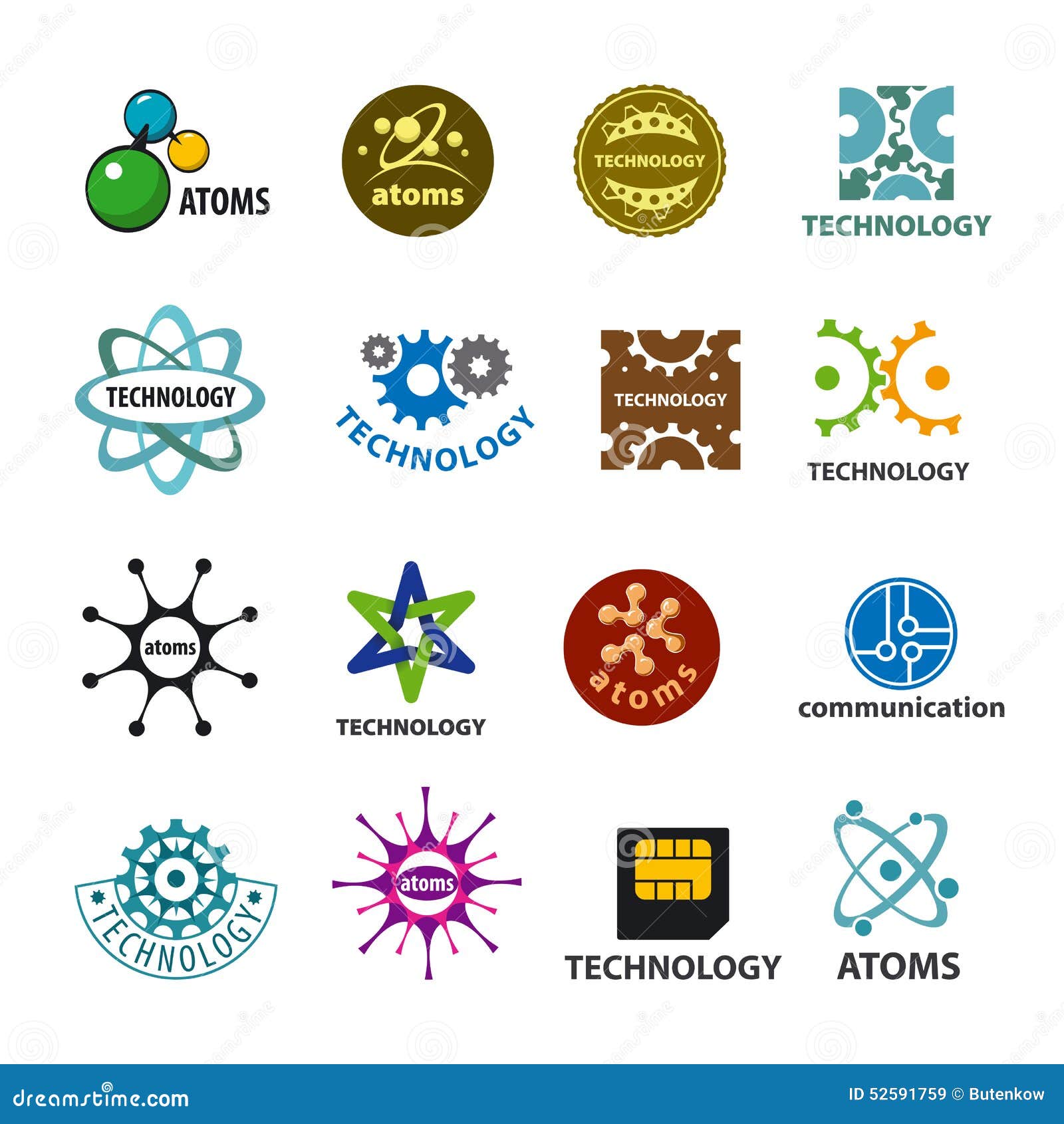 Collection De Technologie Et D'atomes De Logos De Vecteur Illustration ...