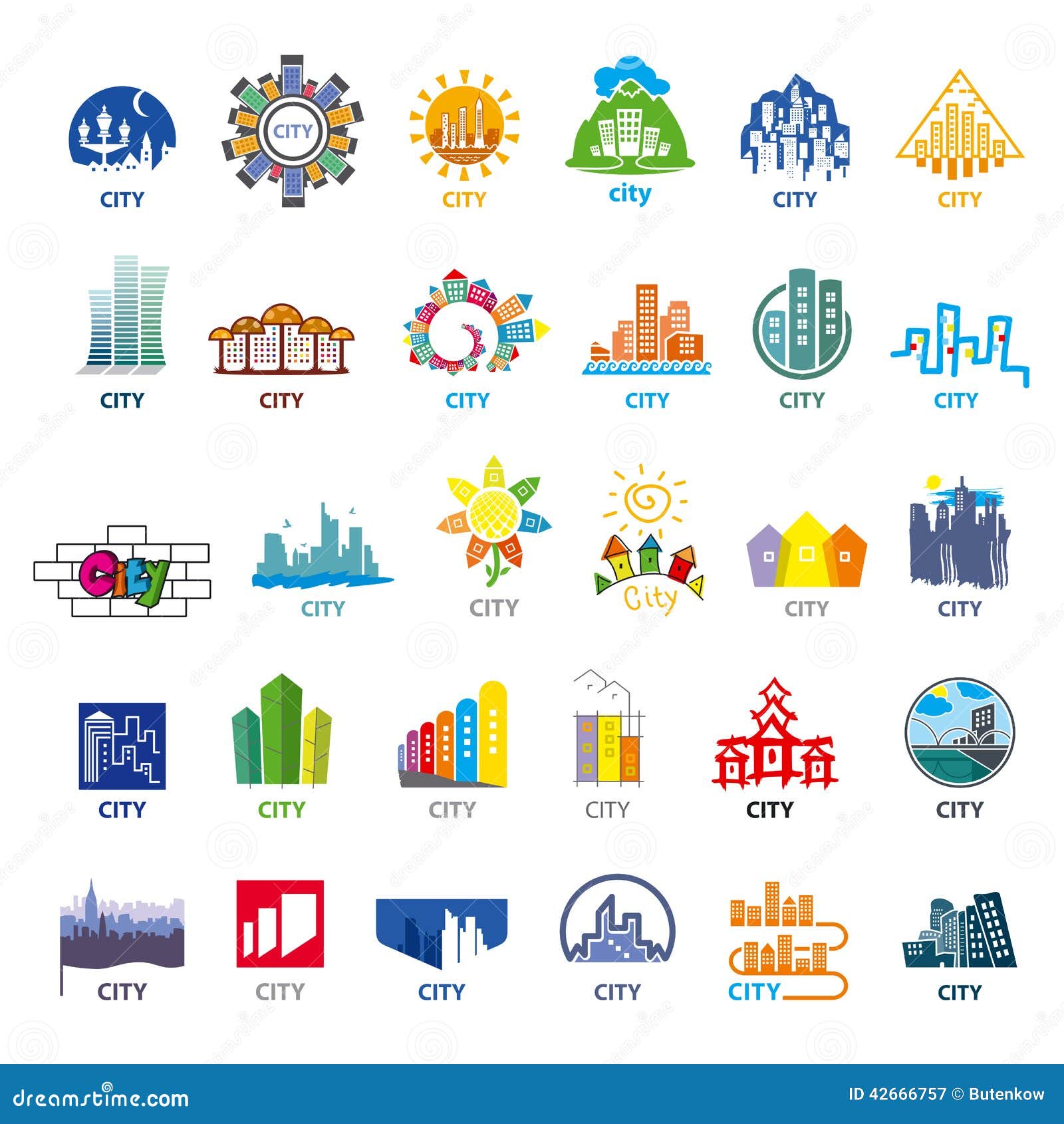 Collection De Villes De Logos De Vecteur Illustration de Vecteur ...