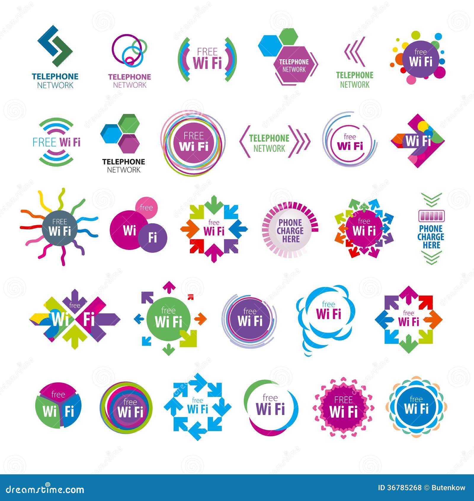 Collection De WI Fi De Logos De Vecteur Illustration de Vecteur ...