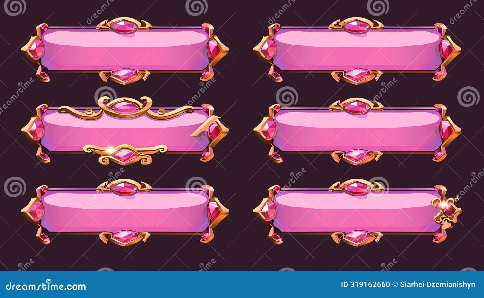 Collection of Decorative Banners with Gems and Wings, Ideal for Game ...