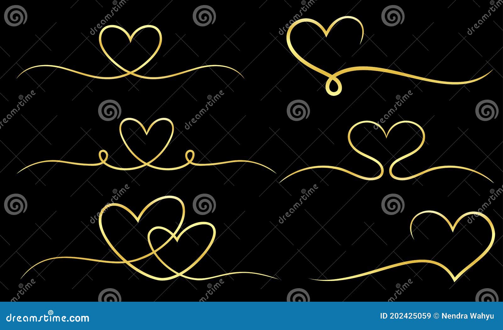 A Collection of Decorative Frames in the Shape of a Gold Heart Ribbon ...