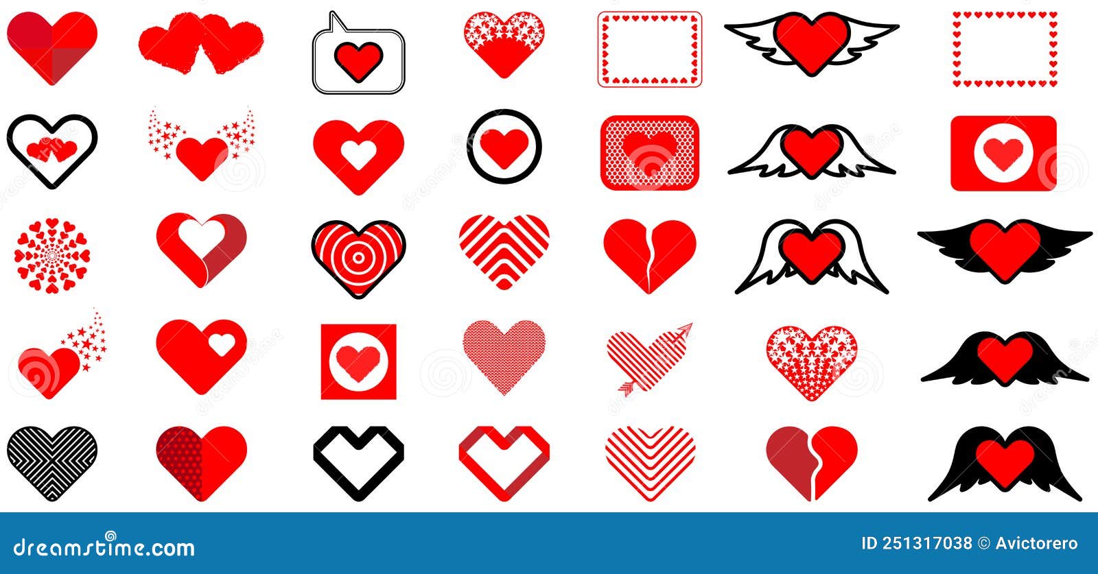 Collection of Decorative Heart Icon Set Stock Vector - Illustration of ...