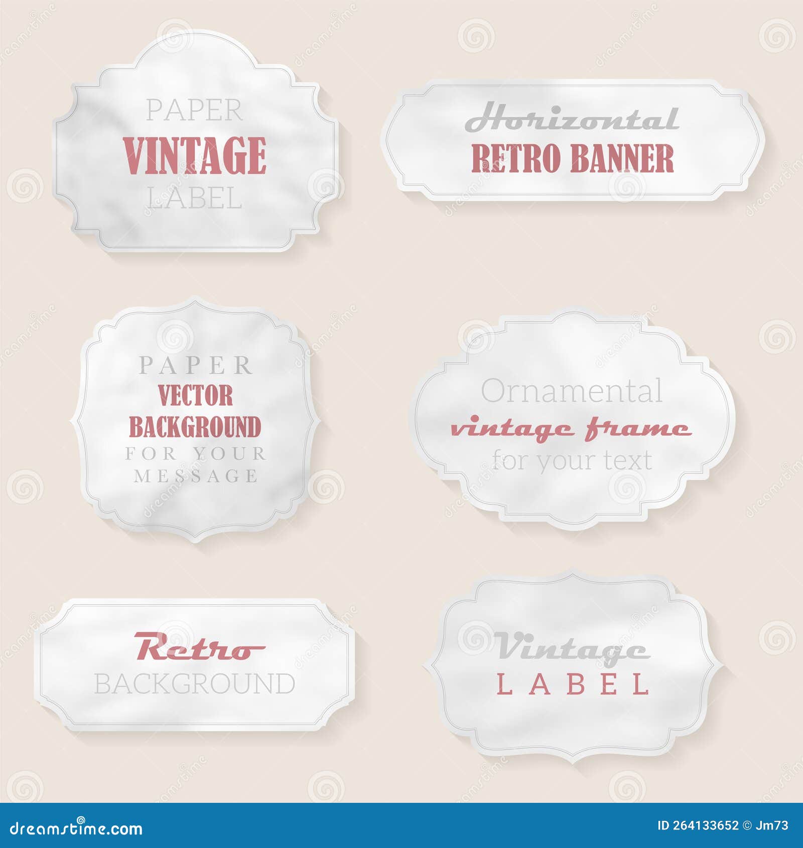 Collection of Decorative Retro Labels with Paper Texture Stock Vector ...