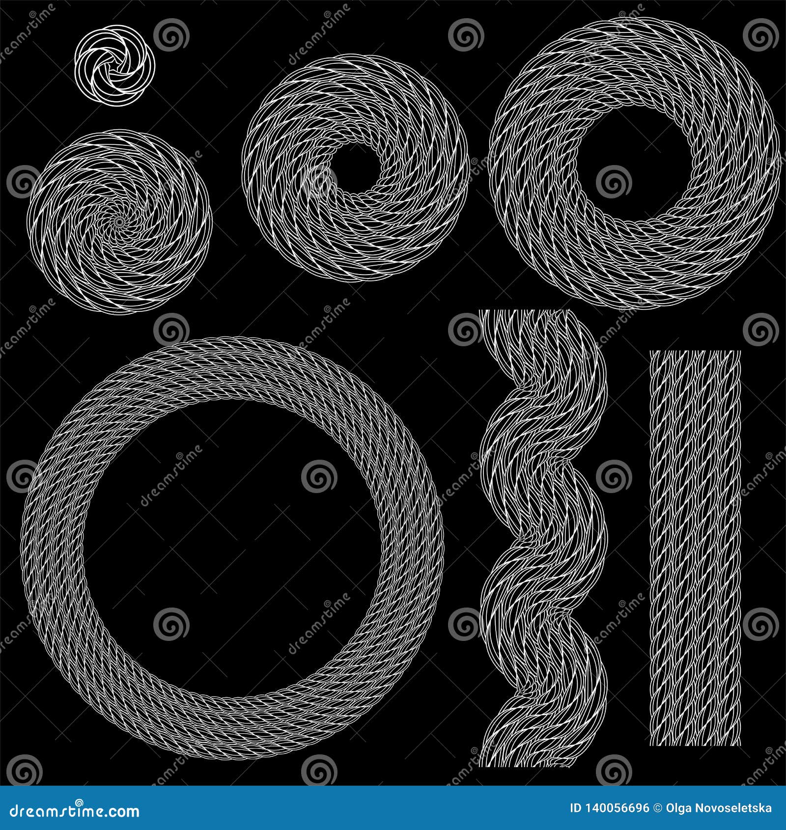 Decorative Rope Frame. Cord Circle. Jute Round Border Vector ...