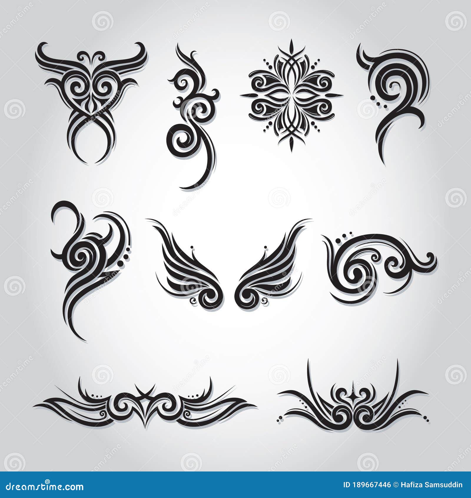 Collection of Decorative Tattoos. Vector Illustration Decorative Design ...