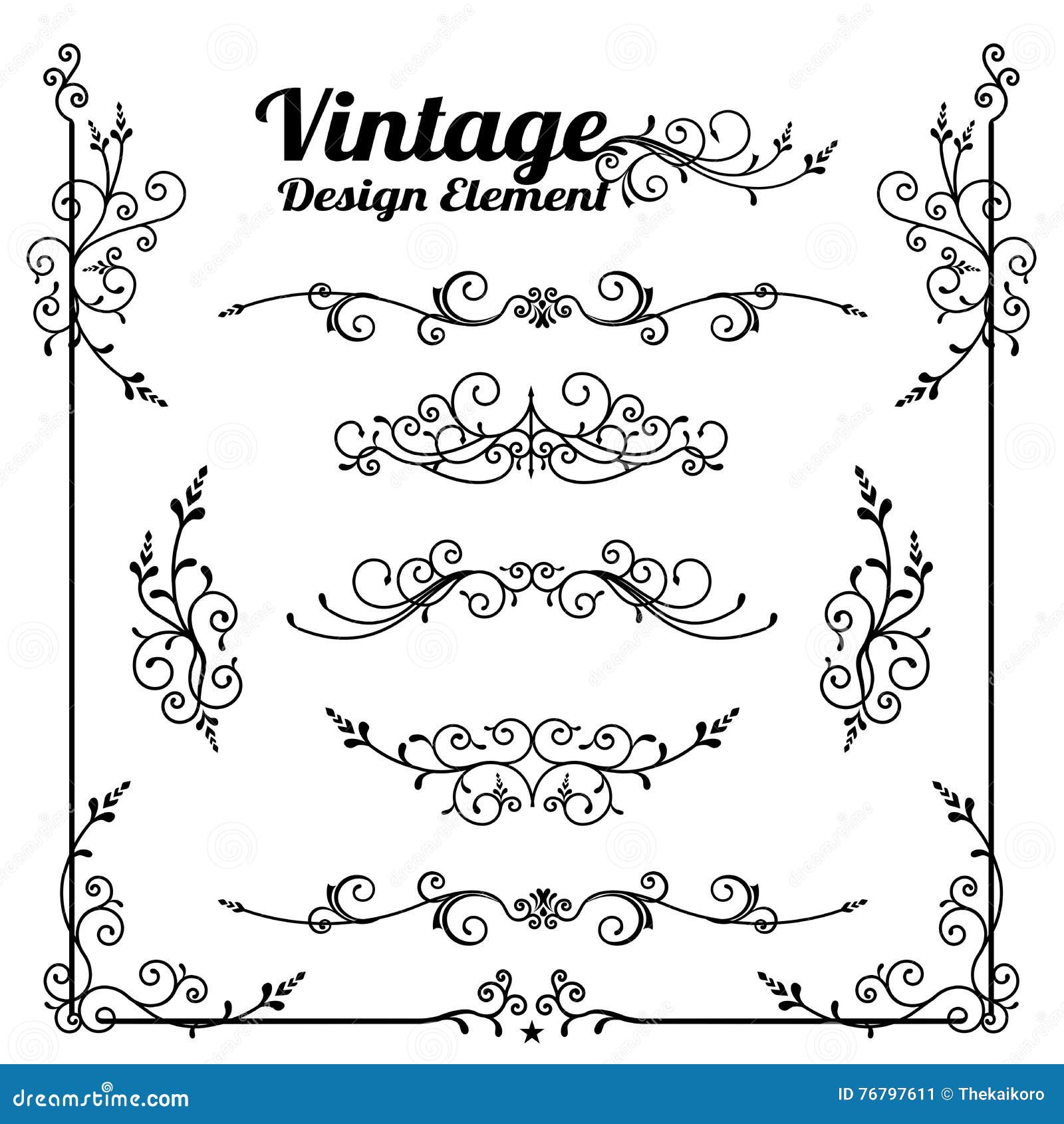 Collection of Decorative Vintage and Classic Design Element Vector ...