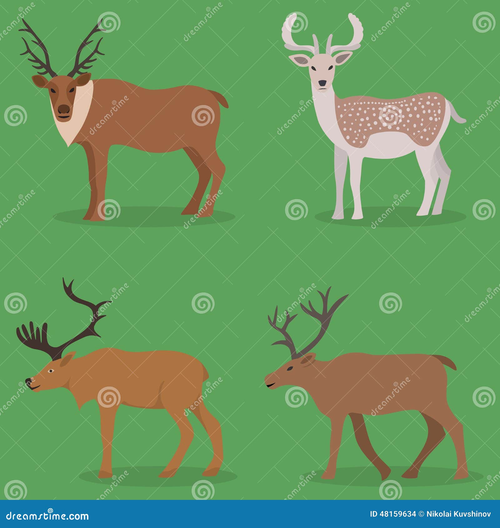 Collection of Deer in a Flat Design Stock Vector - Illustration of ...
