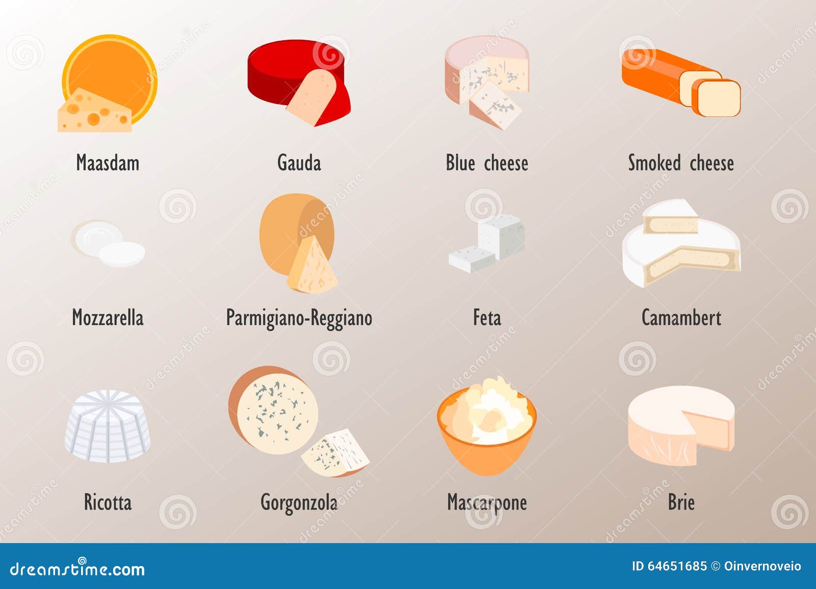 Collection of Delicious Cheese Style Flat Stock Vector - Illustration ...