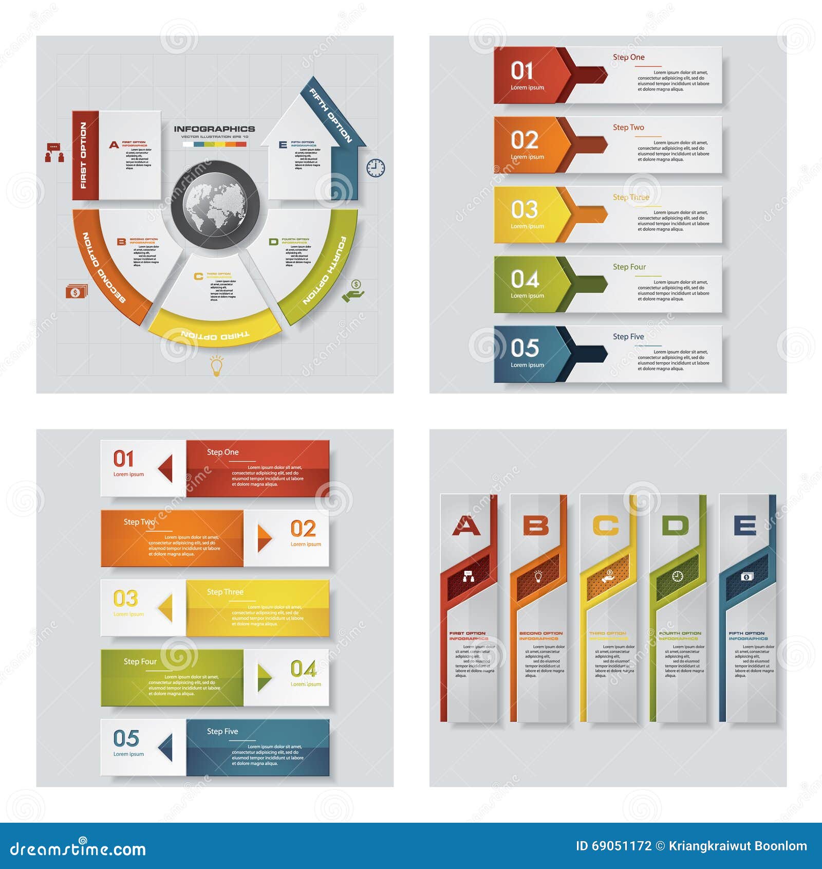 Collection of 4 Design Colorful Presentation Templates. Vector ...
