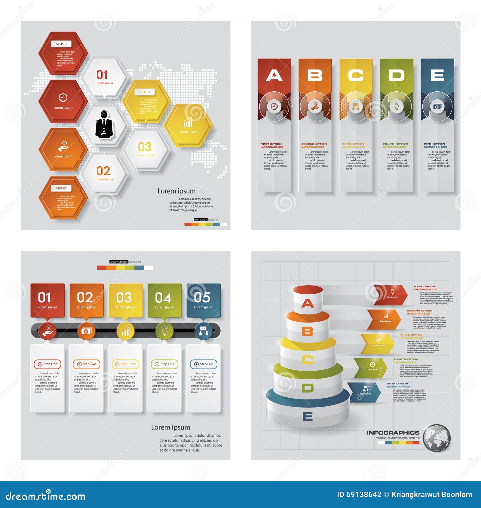 Collection of 4 Design Colorful Presentation Templates. Vector ...