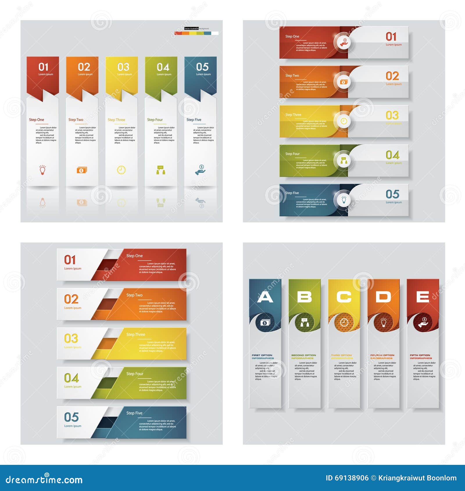 Collection of 4 Design Colorful Presentation Templates. Vector ...