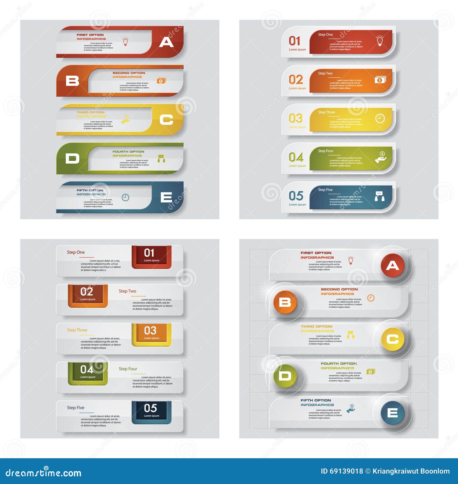 Collection of 4 Design Colorful Presentation Templates. Vector ...