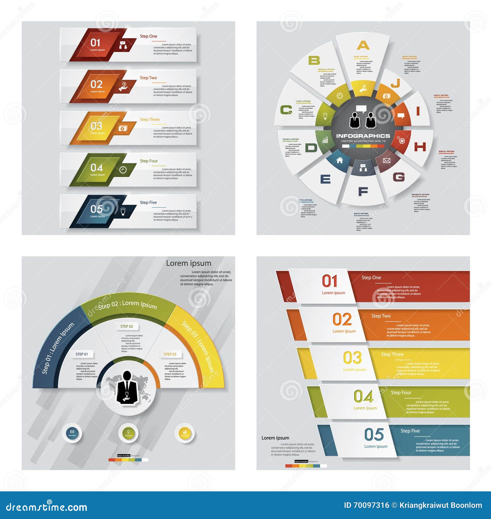 Collection of 4 Design Colorful Presentation Templates. Vector ...