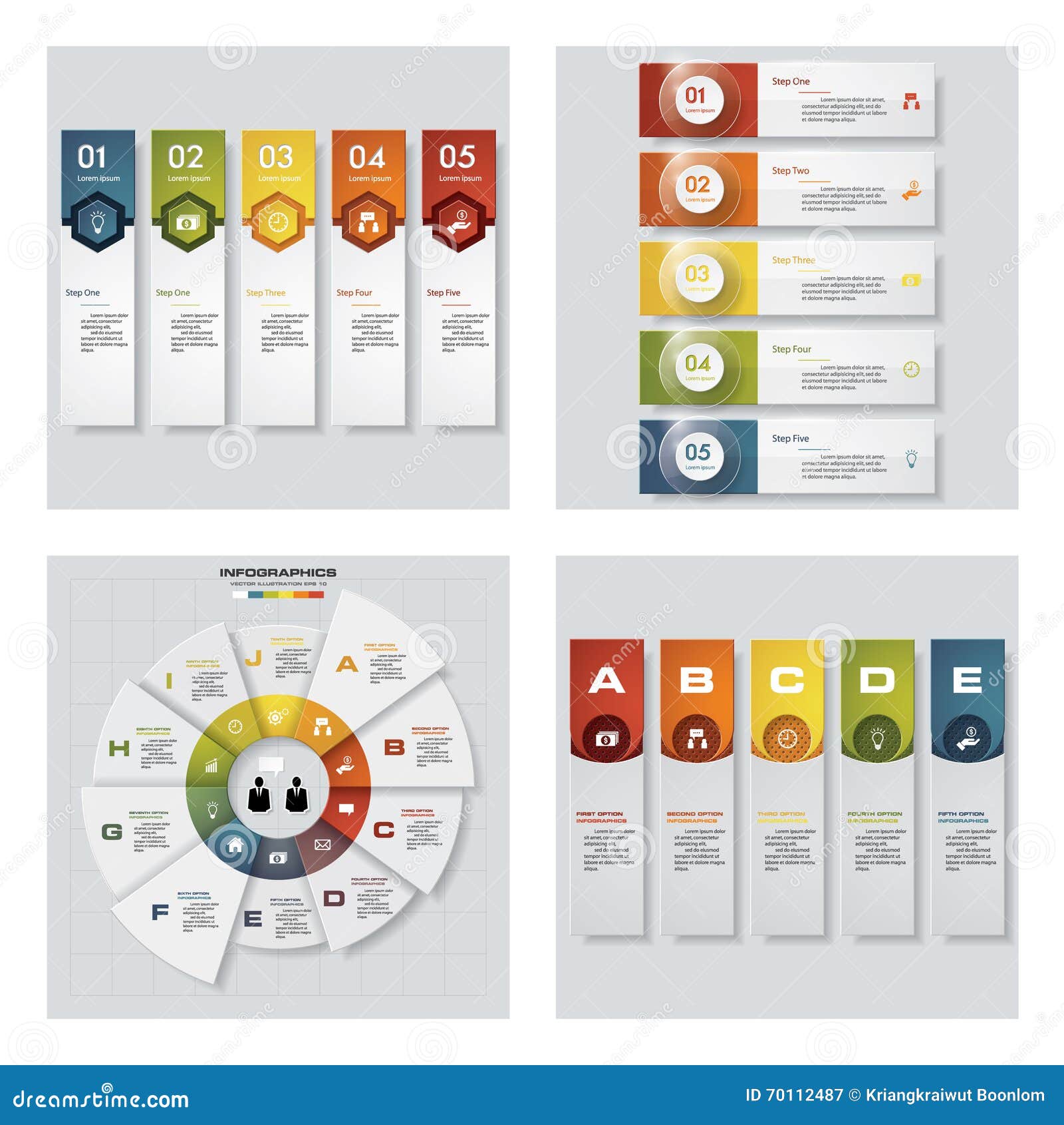 Collection of 4 Design Colorful Presentation Templates. Vector ...