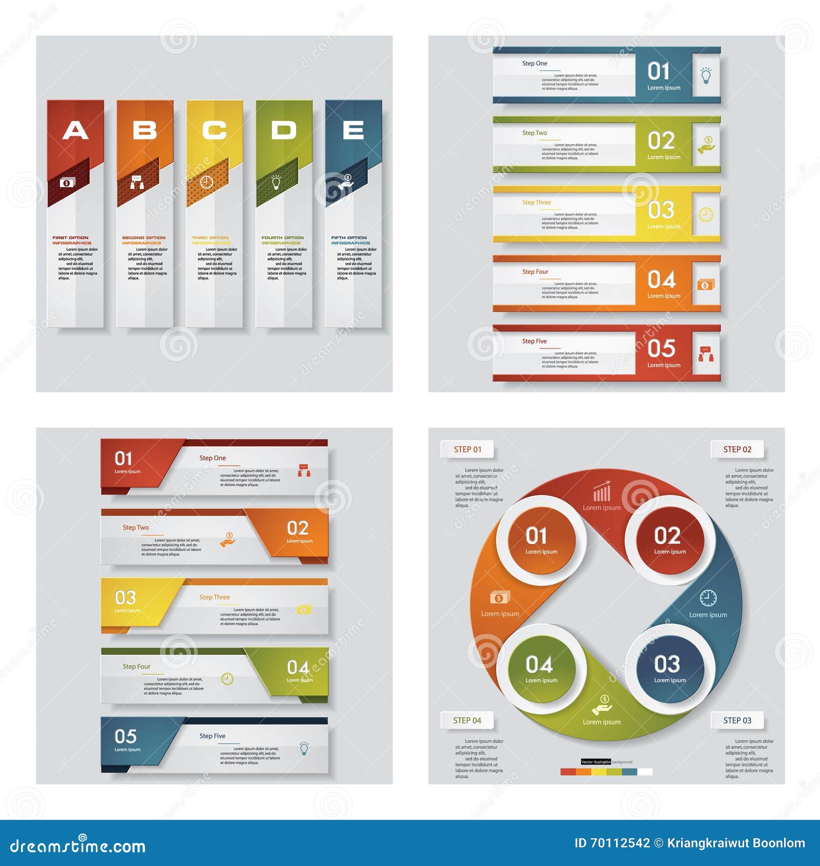 Collection of 4 Design Colorful Presentation Templates. Vector ...