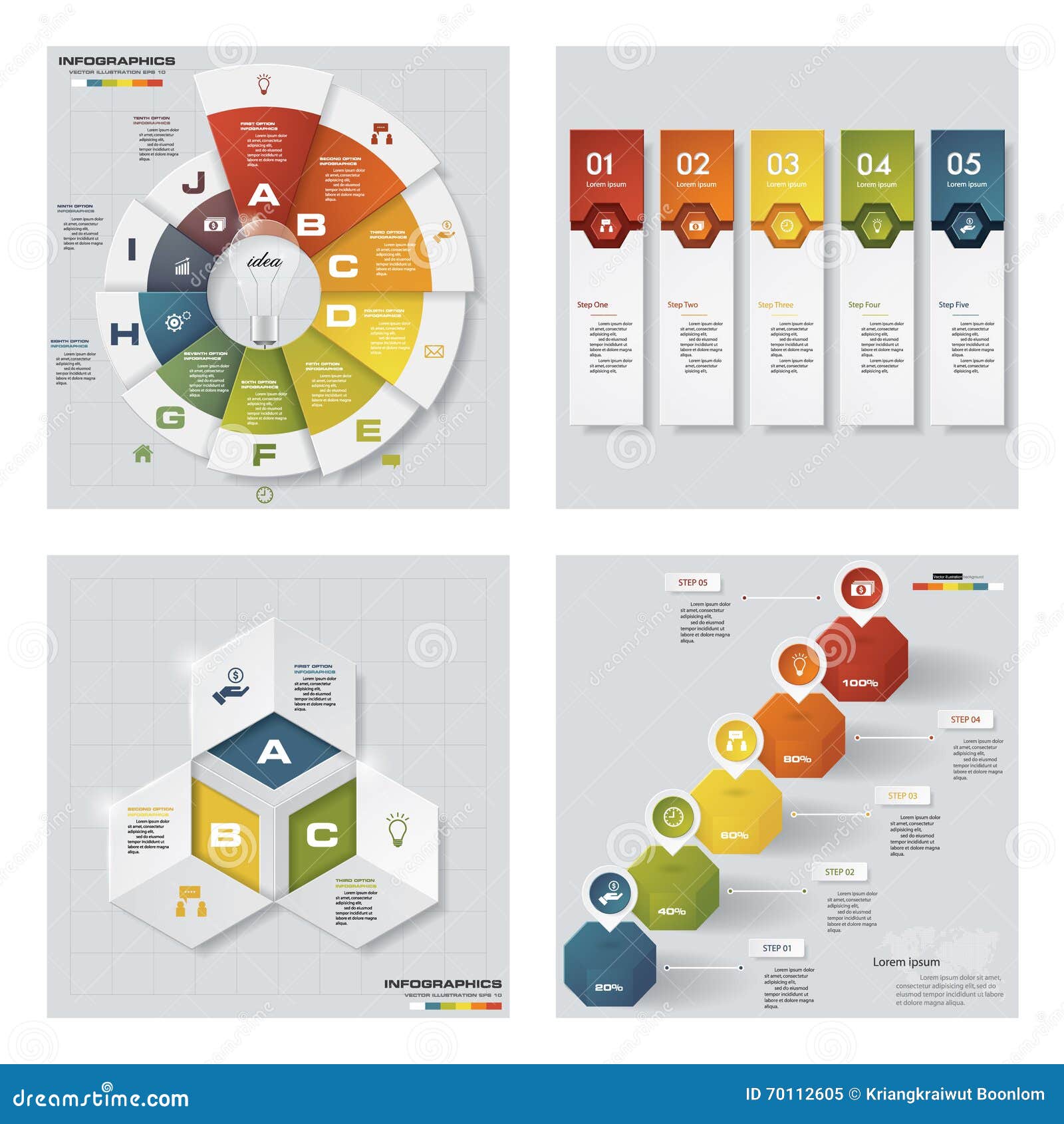Collection of 4 Design Colorful Presentation Templates. Vector ...
