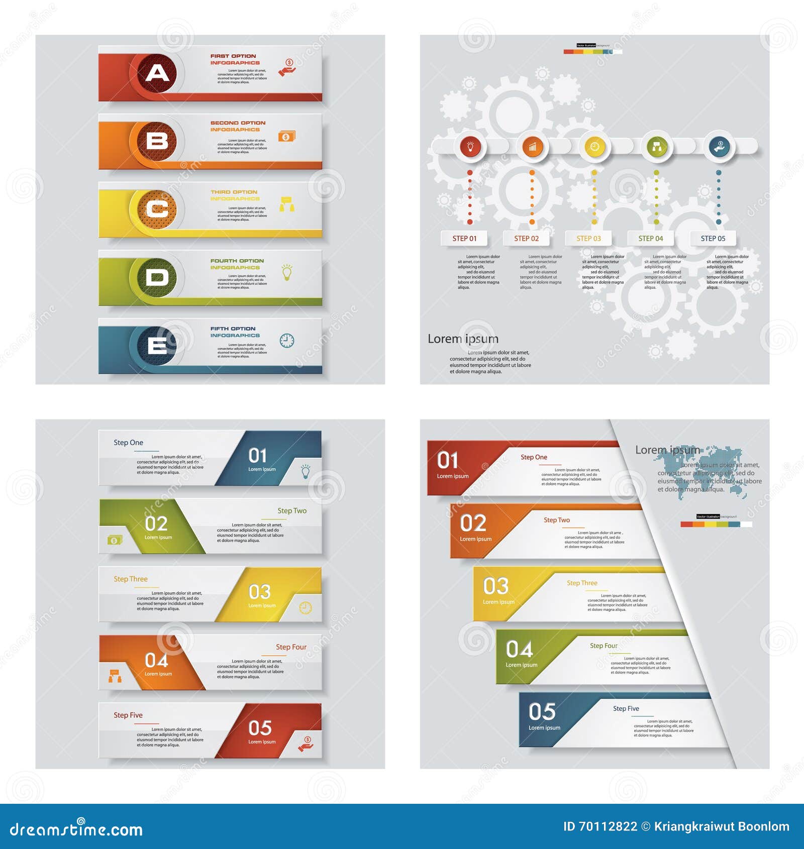 Collection of 4 Design Colorful Presentation Templates. Vector ...