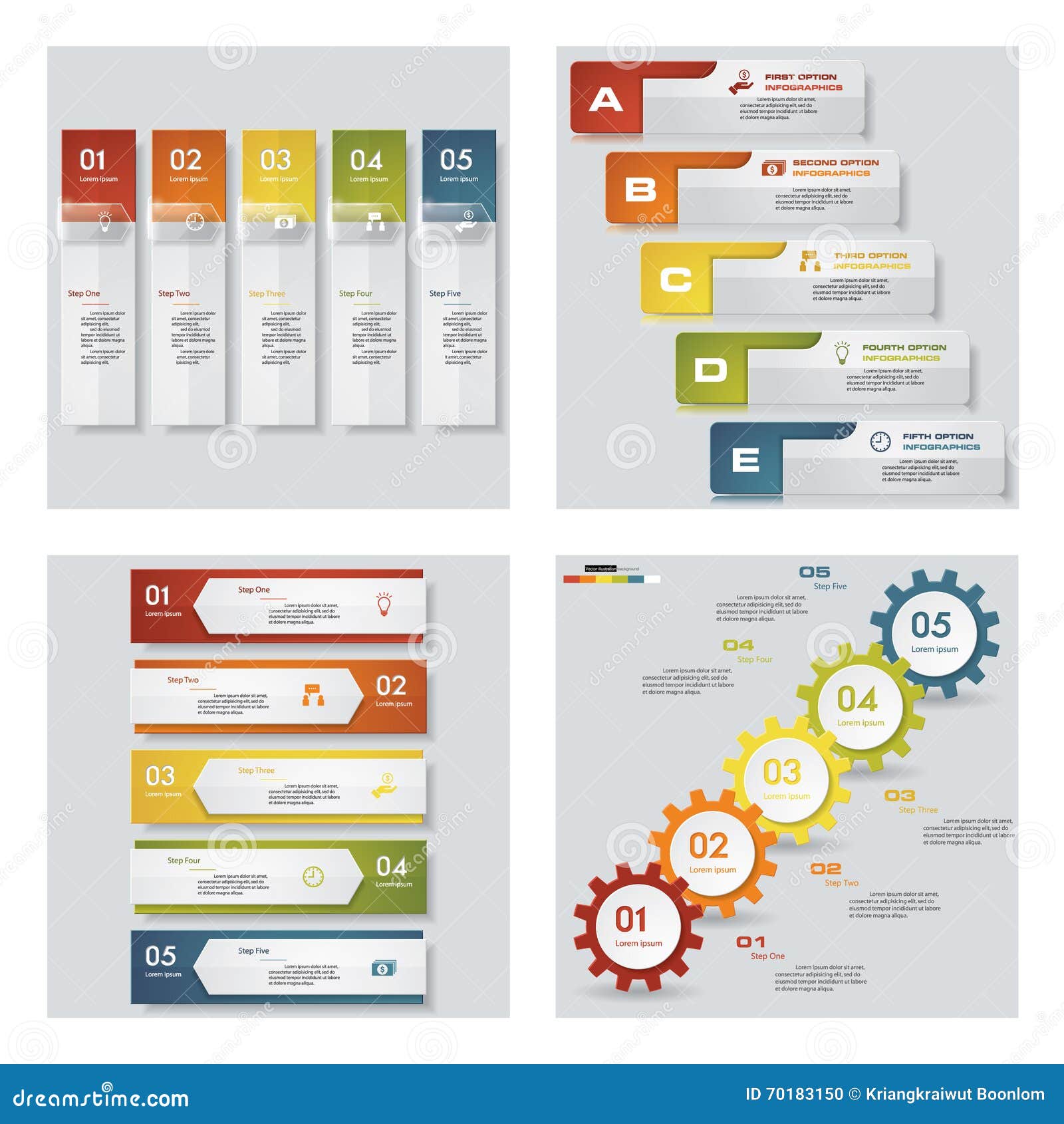 Collection of 4 Design Colorful Presentation Templates. Vector ...