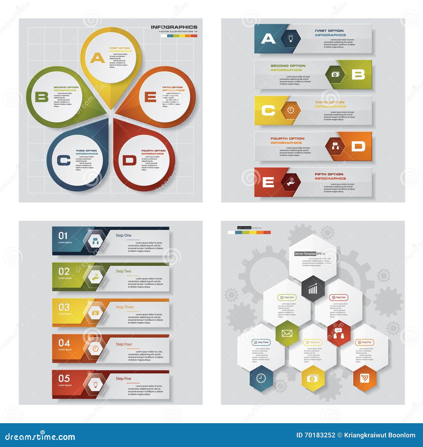 Collection of 4 Design Colorful Presentation Templates. Vector ...