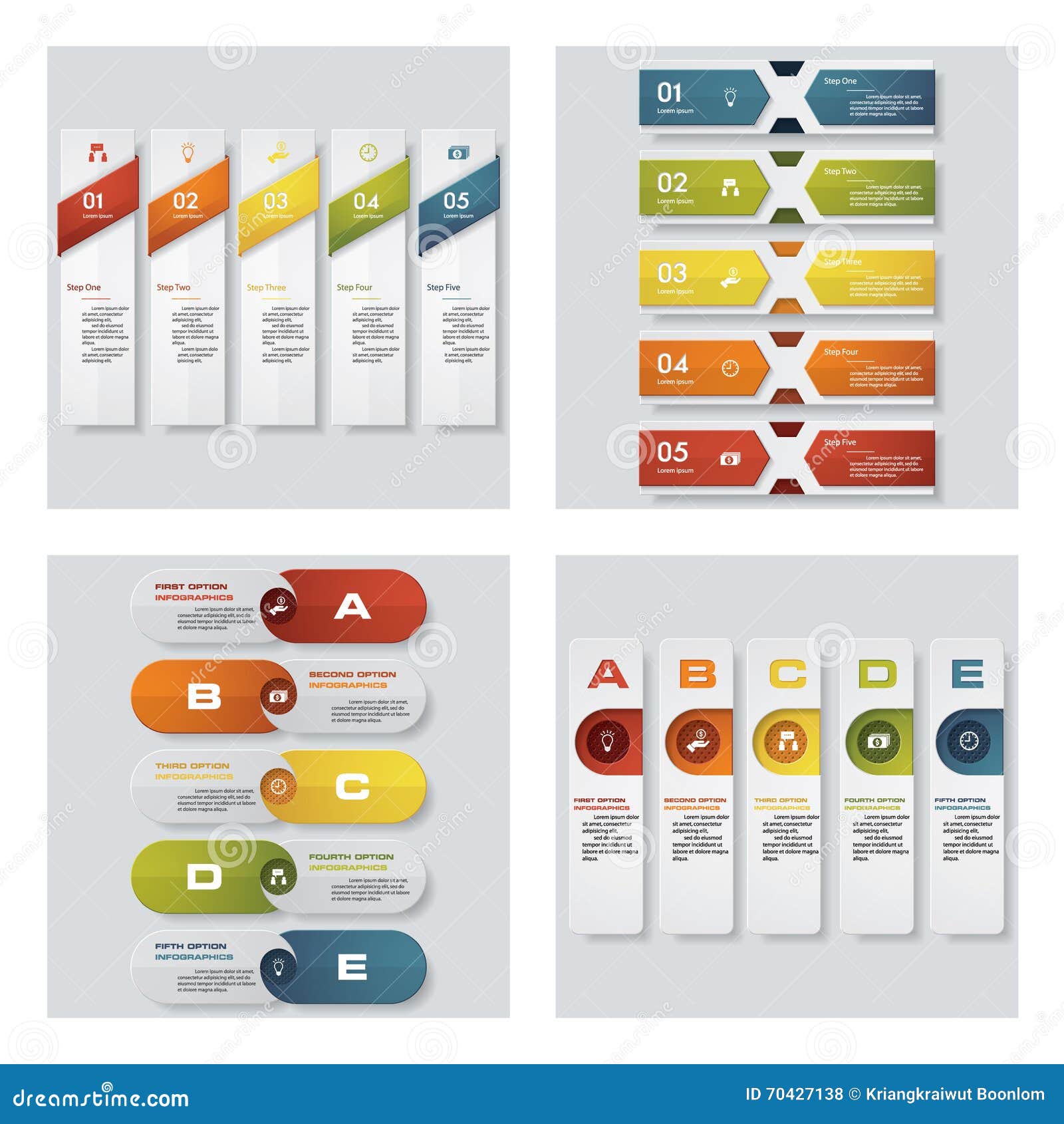 Collection of 4 Design Colorful Presentation Templates. Vector ...