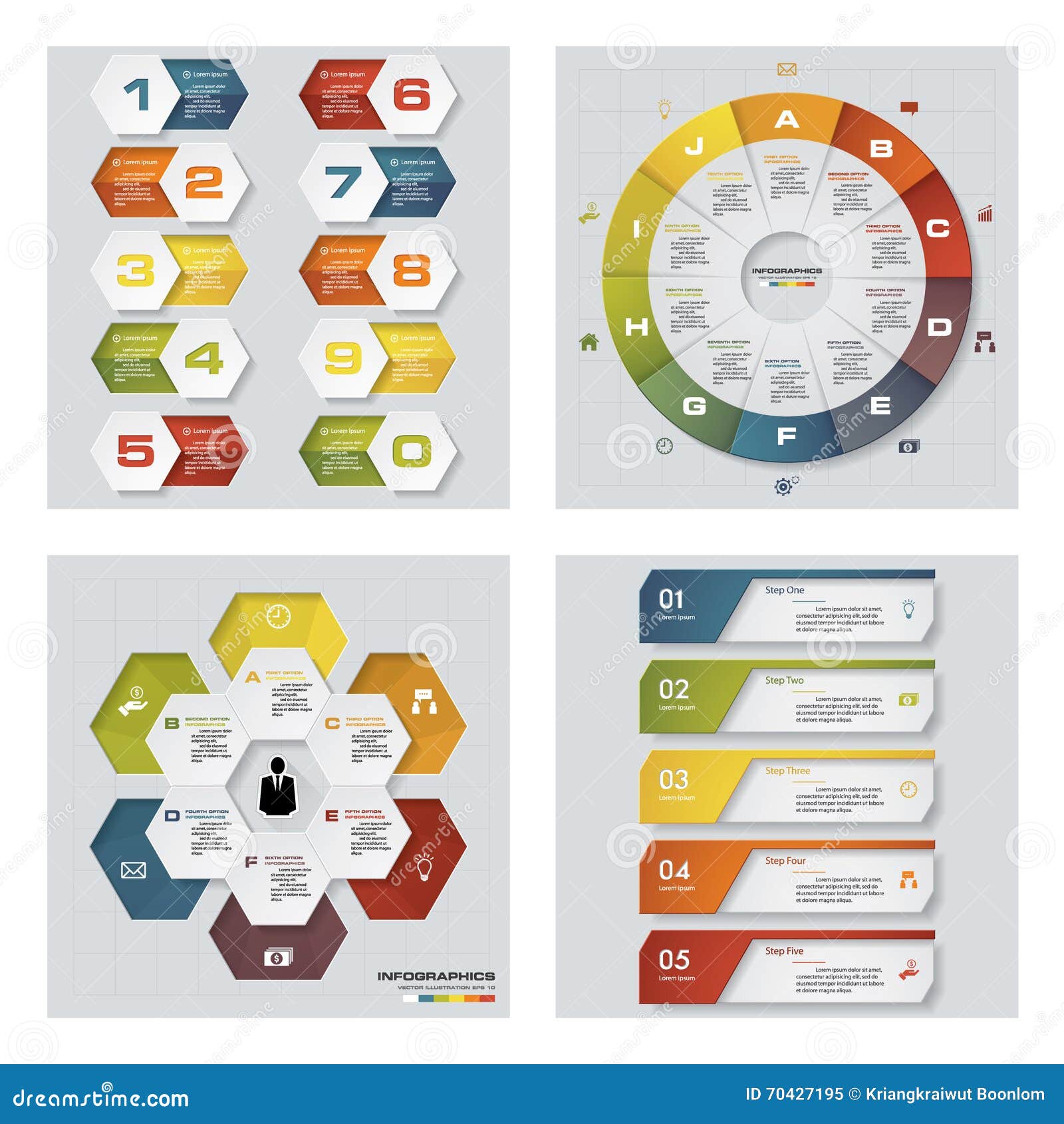 Collection of 4 Design Colorful Presentation Templates. Vector ...