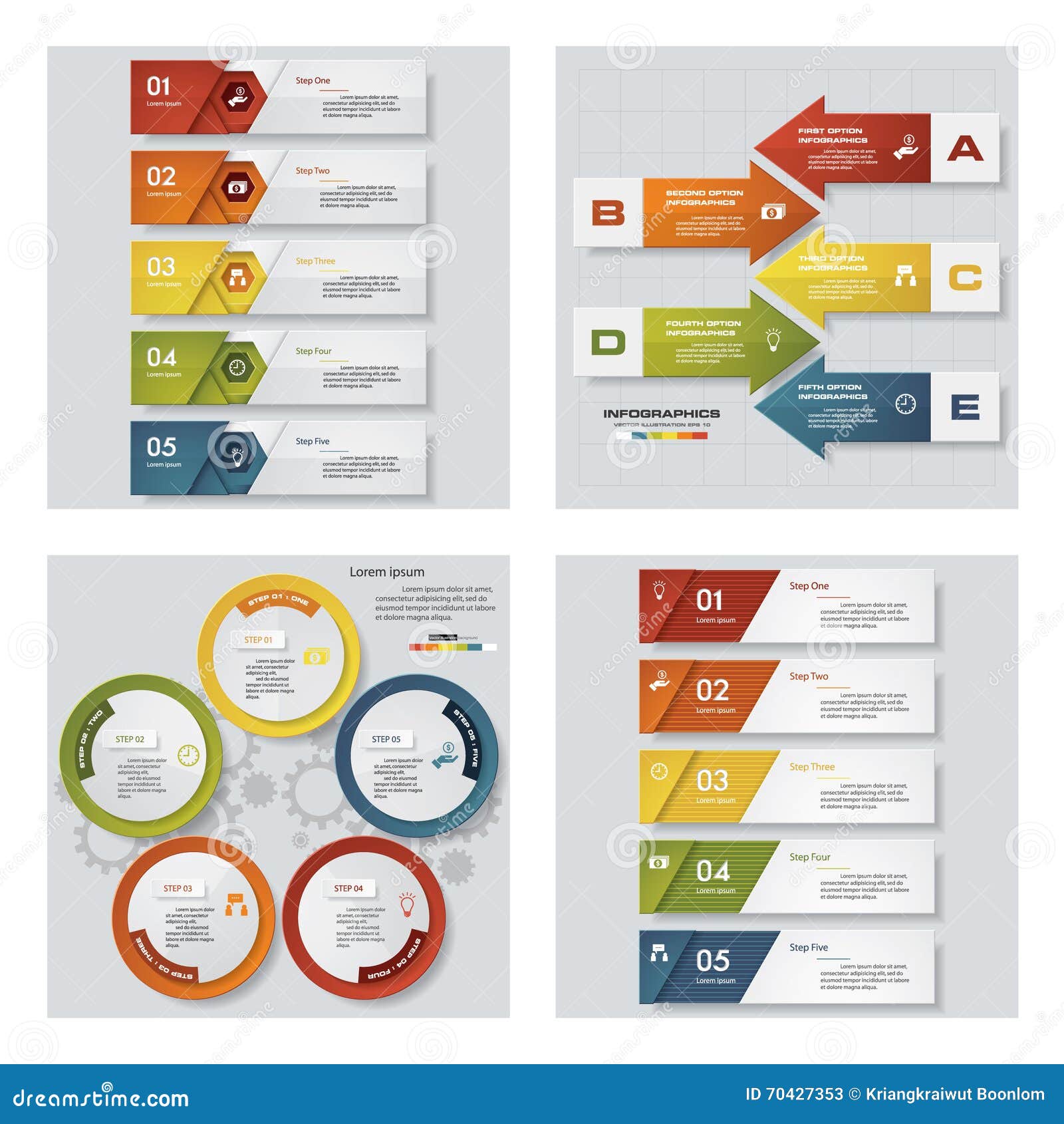 Collection of 4 Design Colorful Presentation Templates. Vector ...
