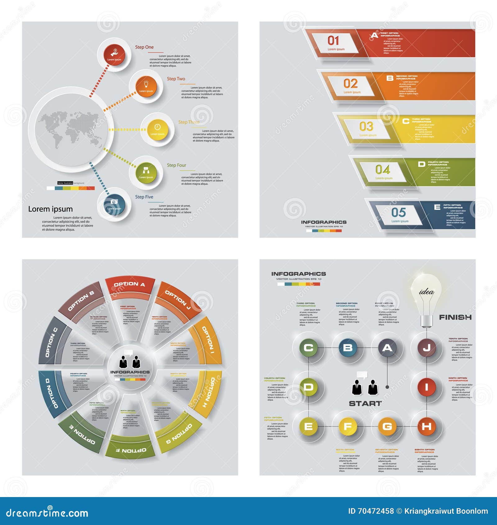 Collection of 4 Design Colorful Presentation Templates. Vector ...