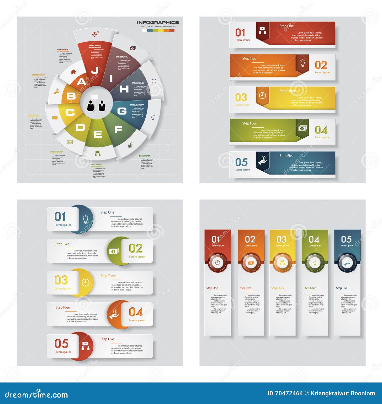 Collection of 4 Design Colorful Presentation Templates. Vector ...