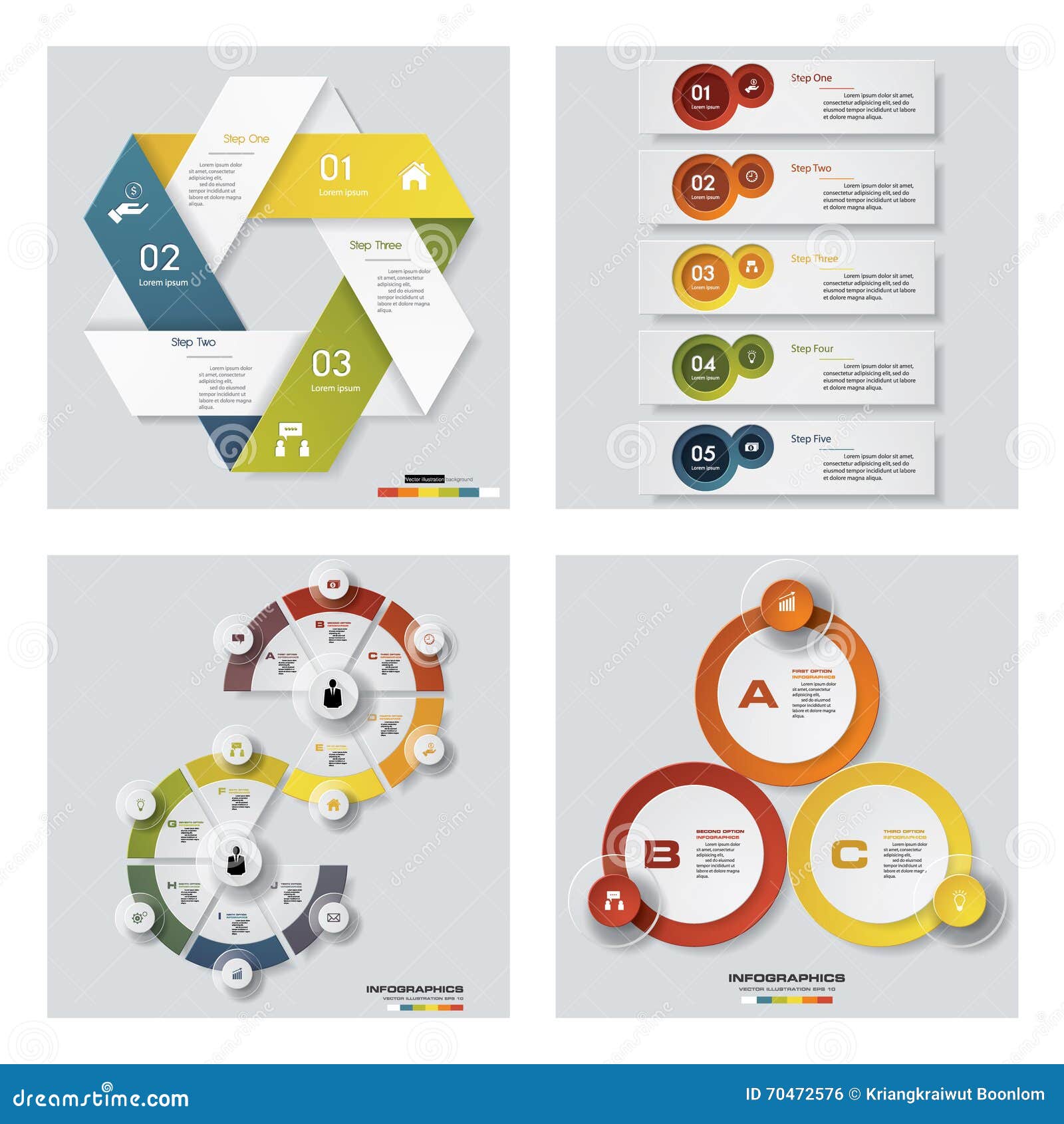 Collection of 4 Design Colorful Presentation Templates. Vector ...