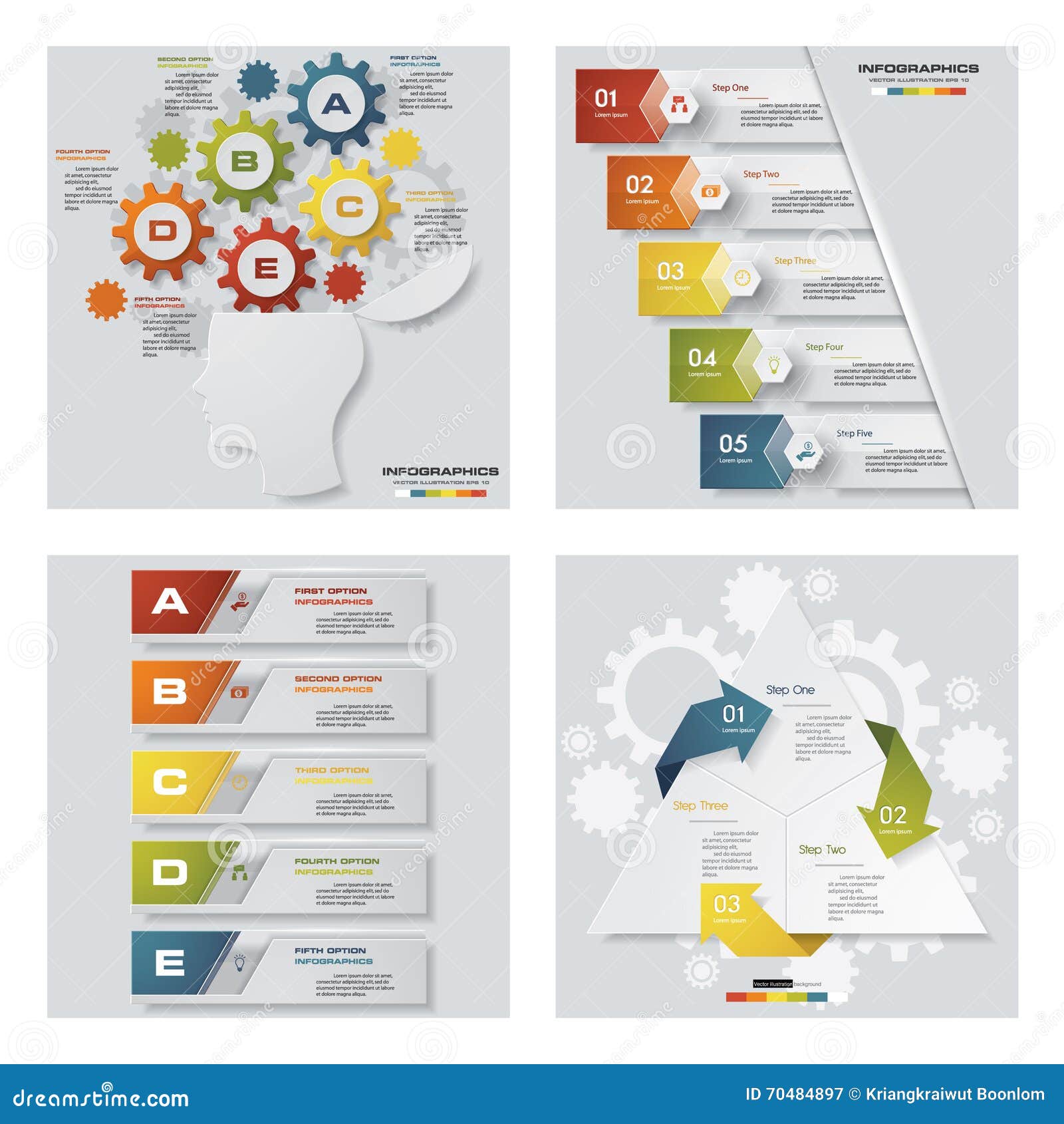 Collection of 4 Design Colorful Presentation Templates. Vector ...