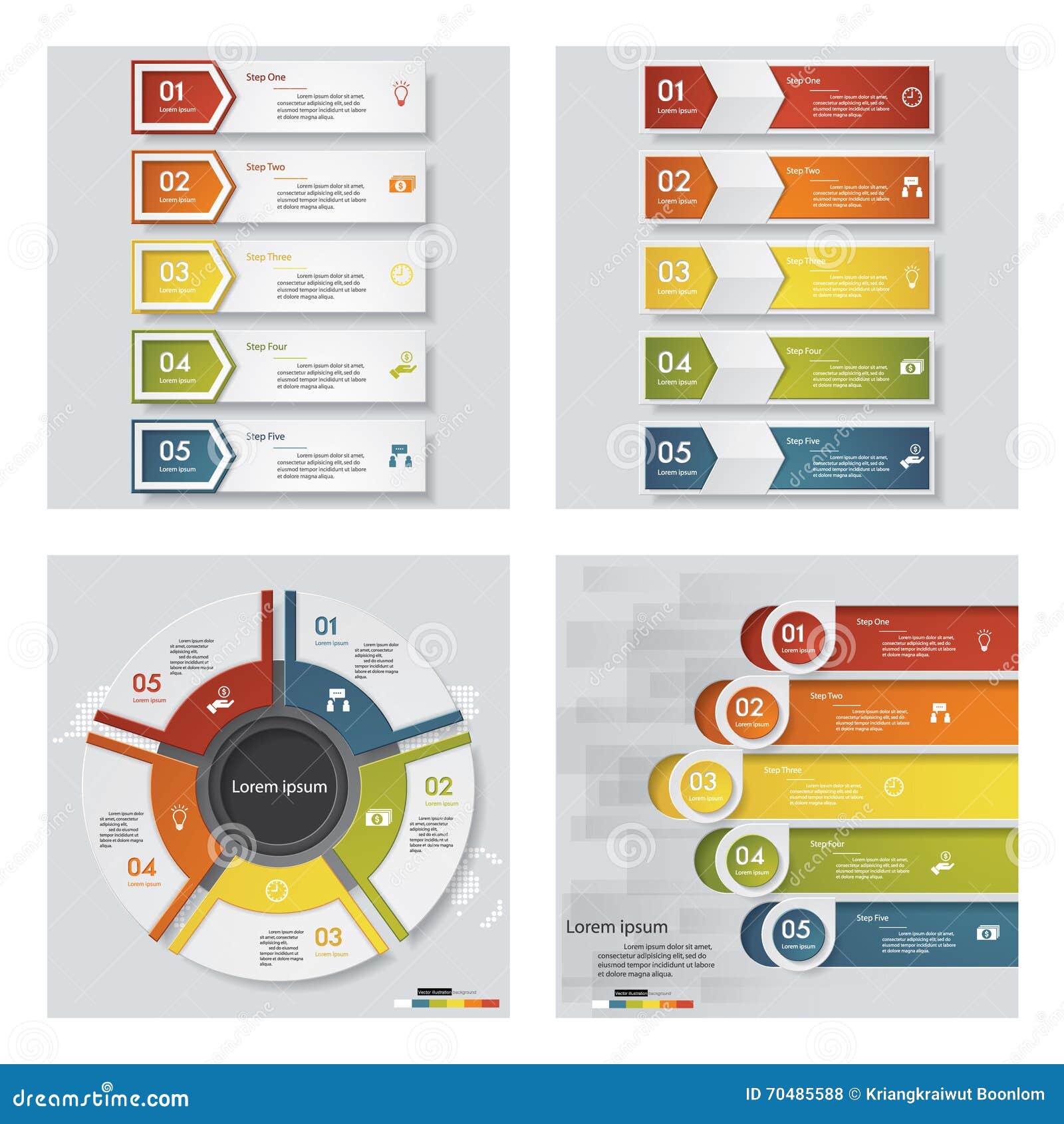 Collection of 4 Design Colorful Presentation Templates. Vector ...