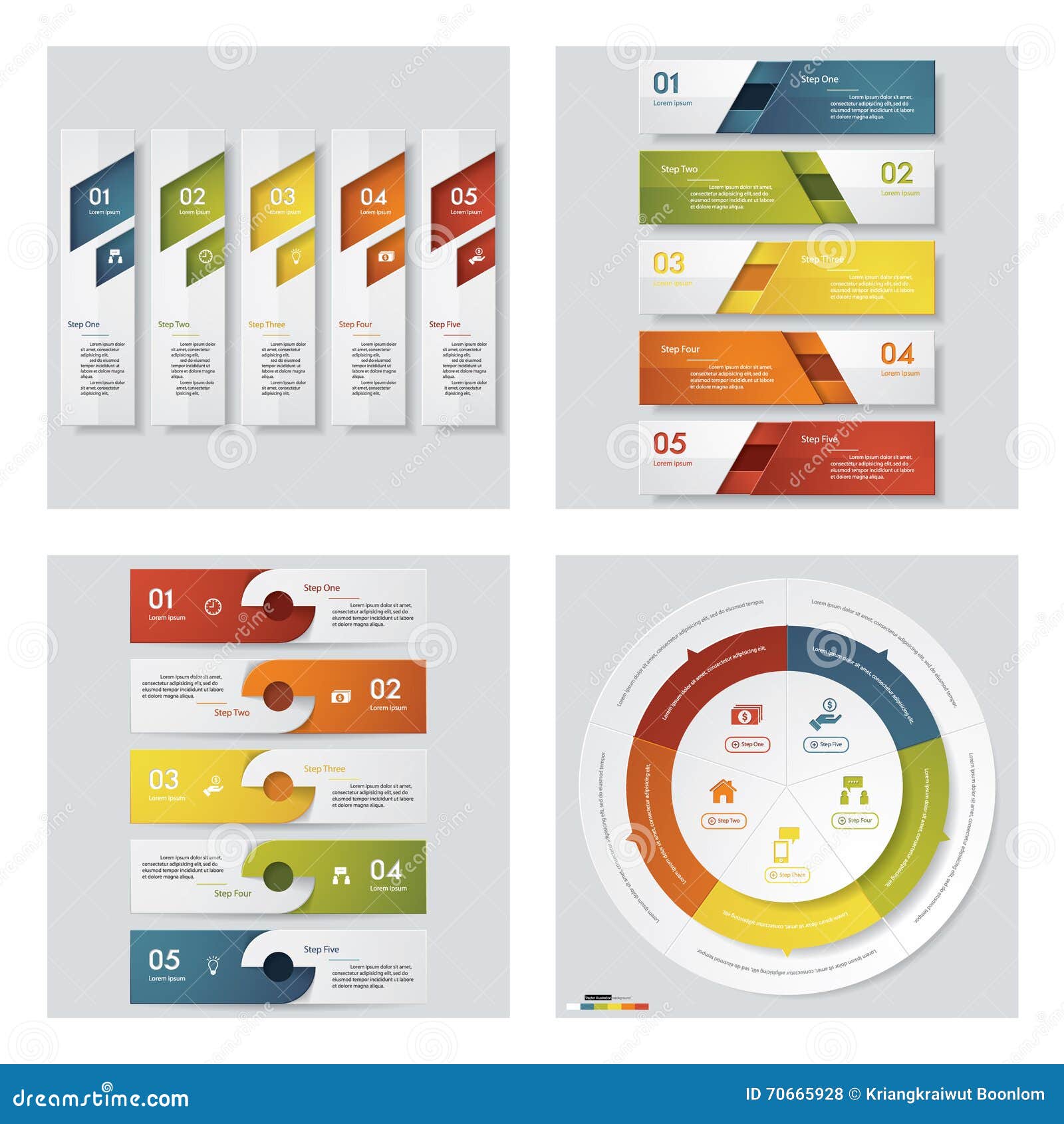 Collection of 4 Design Colorful Presentation Templates. Vector ...
