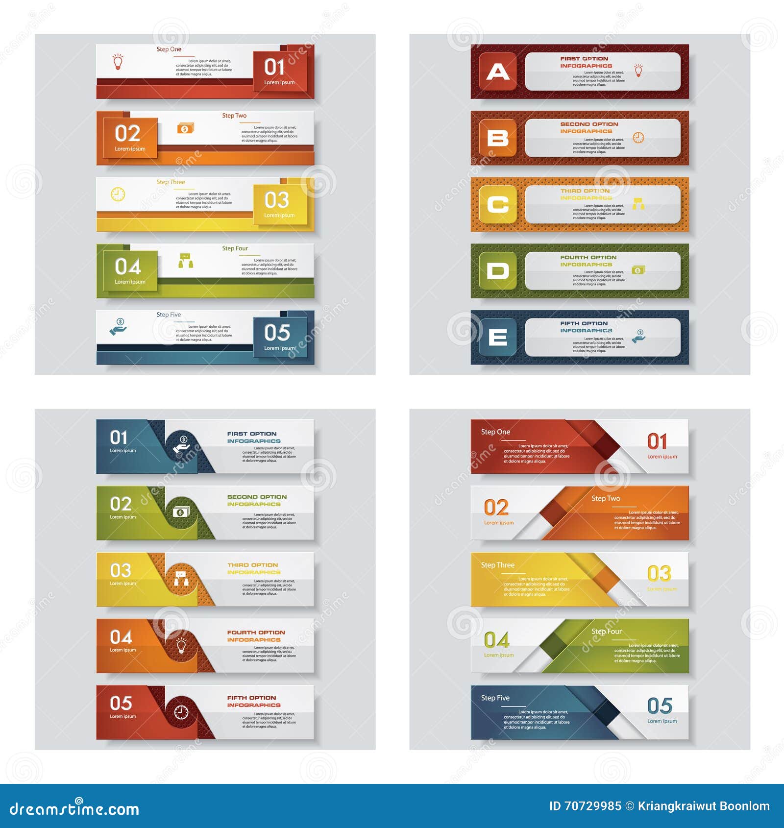 Collection of 4 Design Colorful Presentation Templates. Vector ...