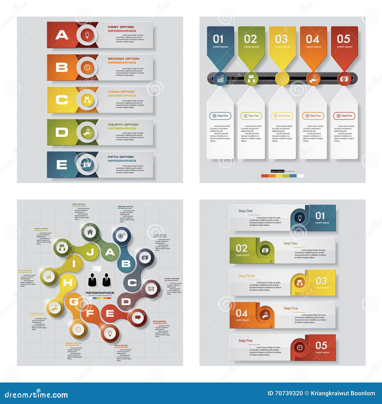 Collection of 4 Design Colorful Presentation Templates. Vector ...